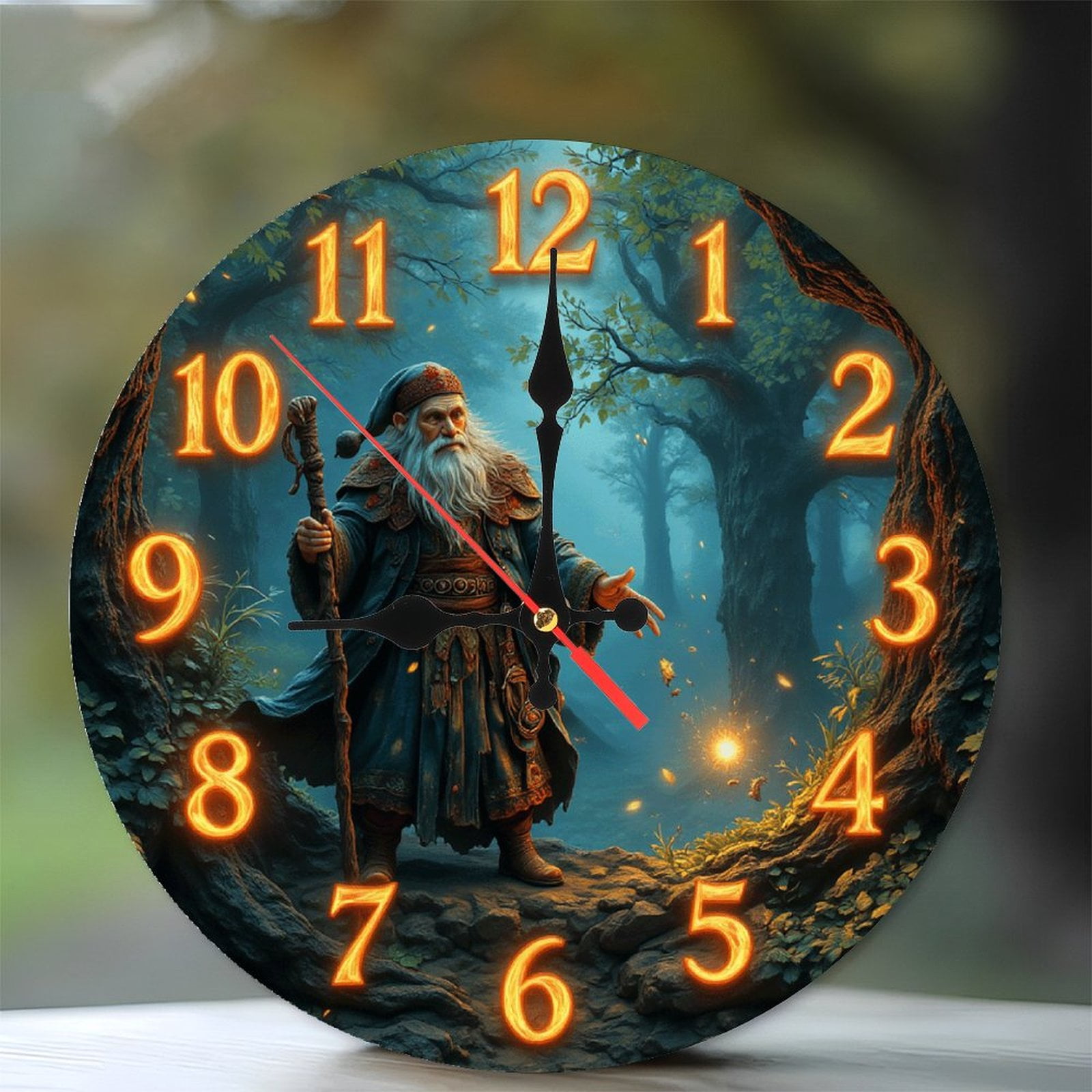 Wizard Theme Wall Clock with Enchanted Forest Design 10-Inch Silent ...