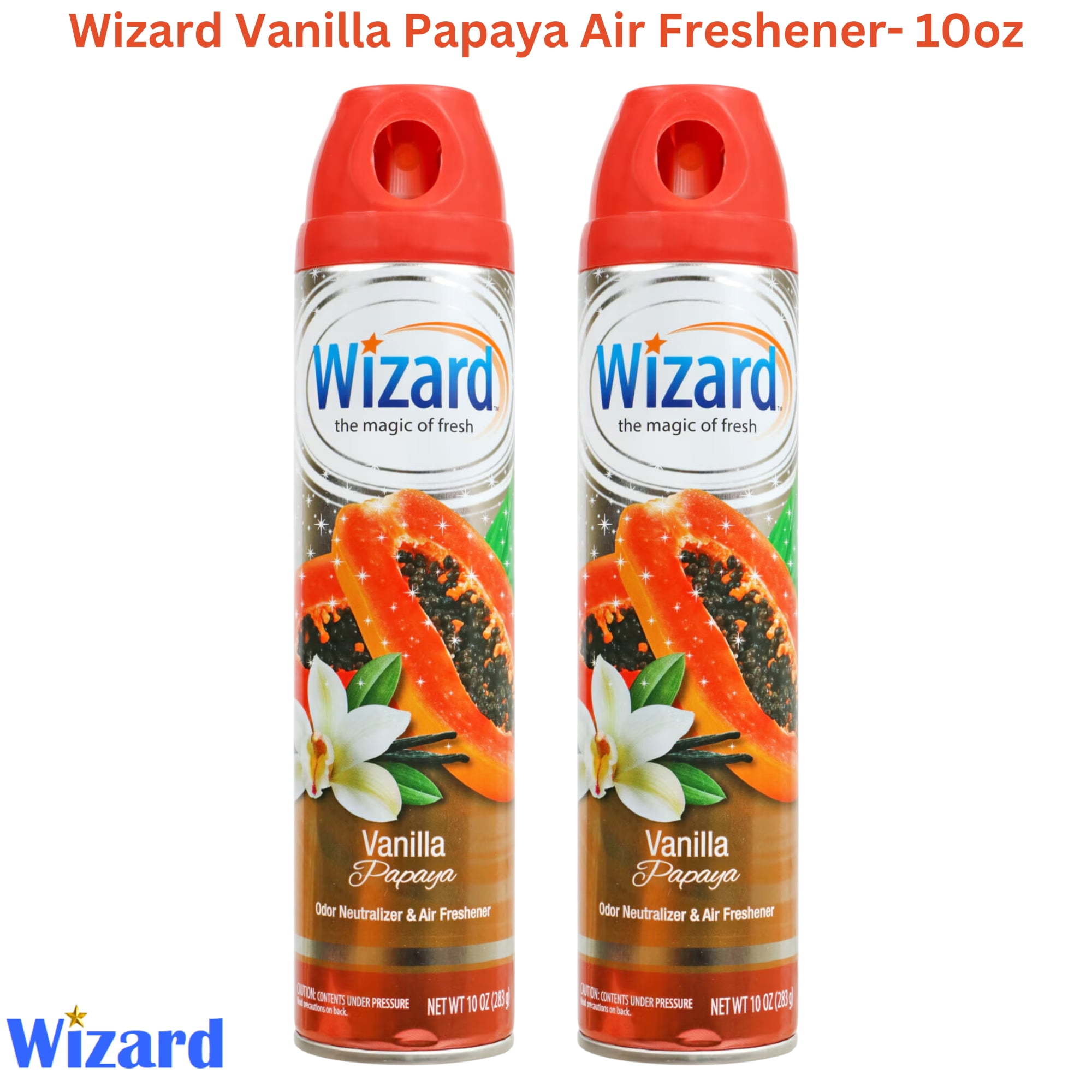 Wizard Vanilla Papaya Odor Neutralizer & Air Freshener, 10 oz, 2 Piece ...