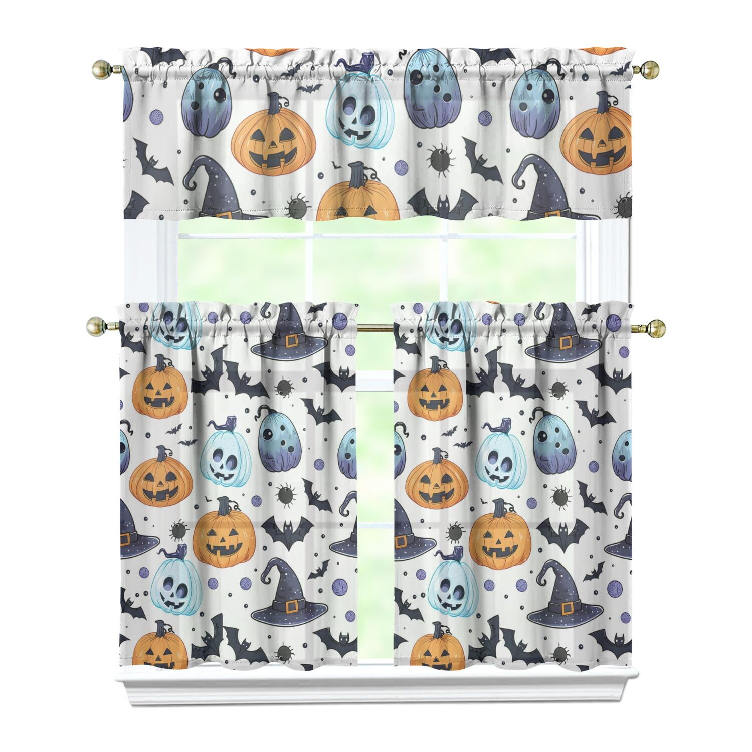 Wizard and Witch Kitchen Curtains - Halloween Aesthetic Window ...