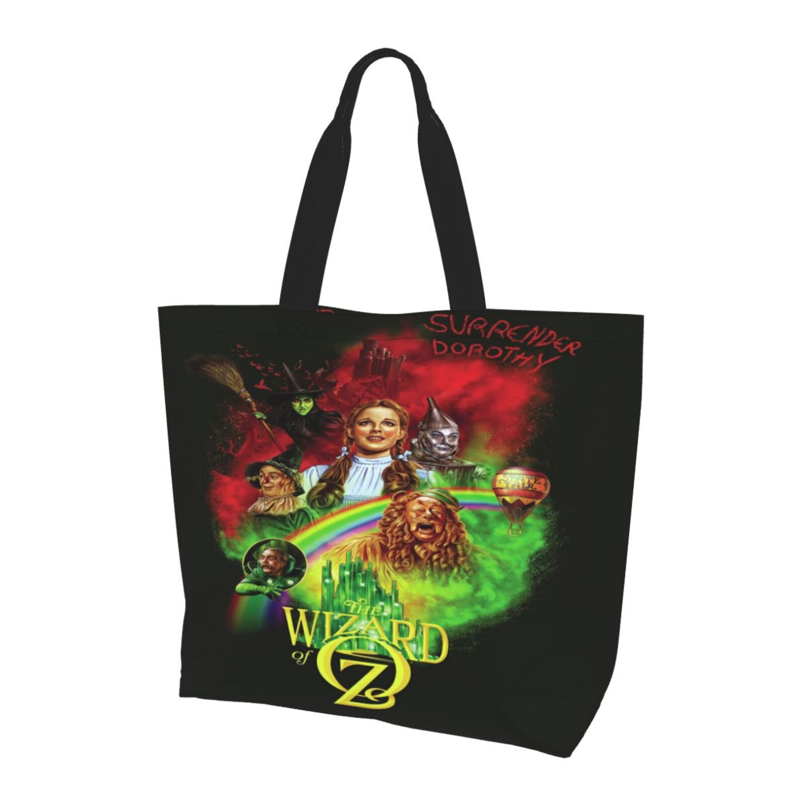 Wizard of O Cute Extra Large Canvas Tote Bag for Gym Beach Travel Reusable Grocery Shopping ...