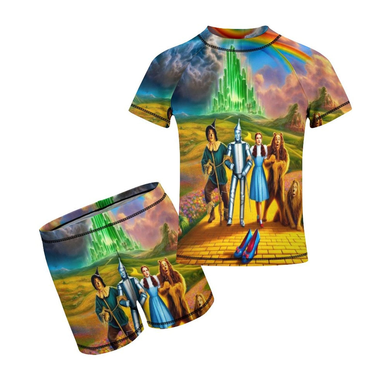 Wizard of O Rash Guard Set 2 Piece Short Sleeve Swim Shirts with Trunks ...