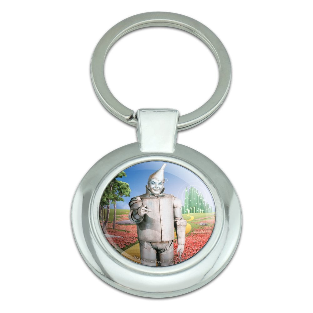 Wizard of Oz Tin Man Character Keychain Classy Round Chrome Plated ...