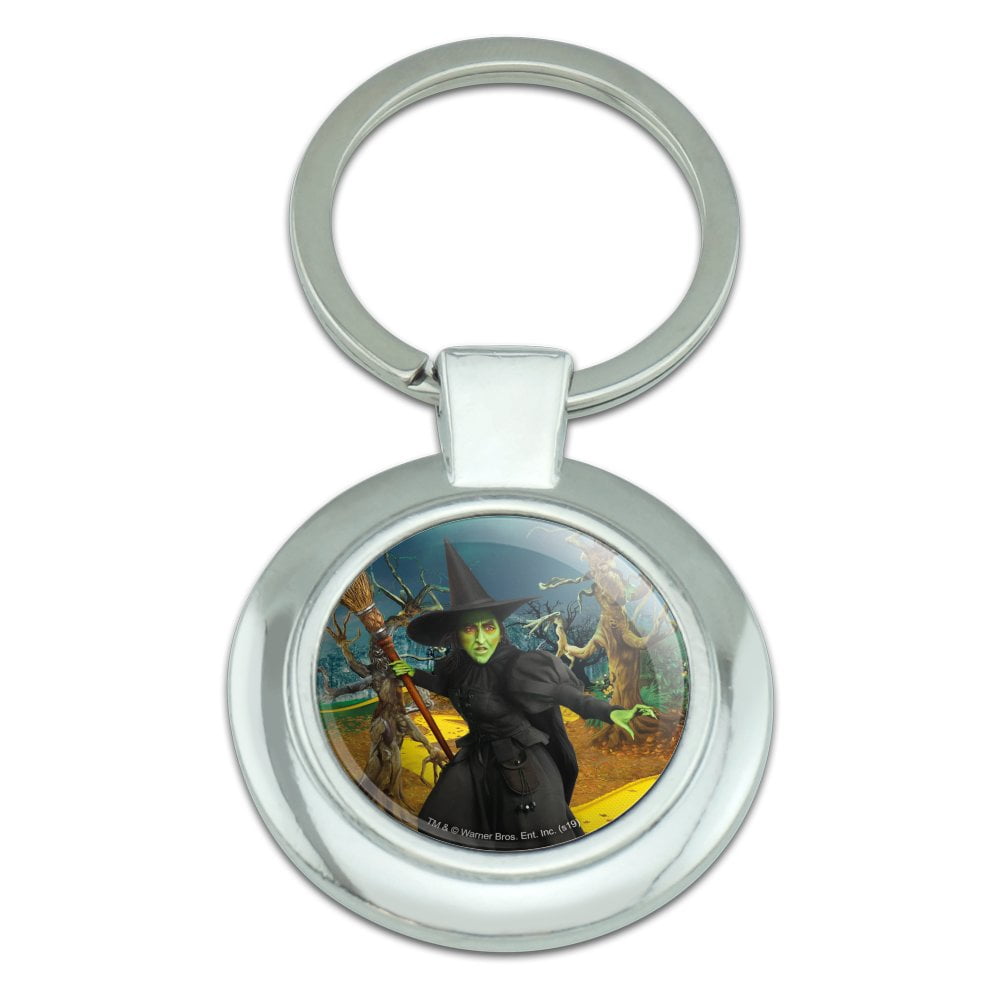 Wizard of Oz Wicked Witch Character Keychain Classy Round Chrome Plated ...