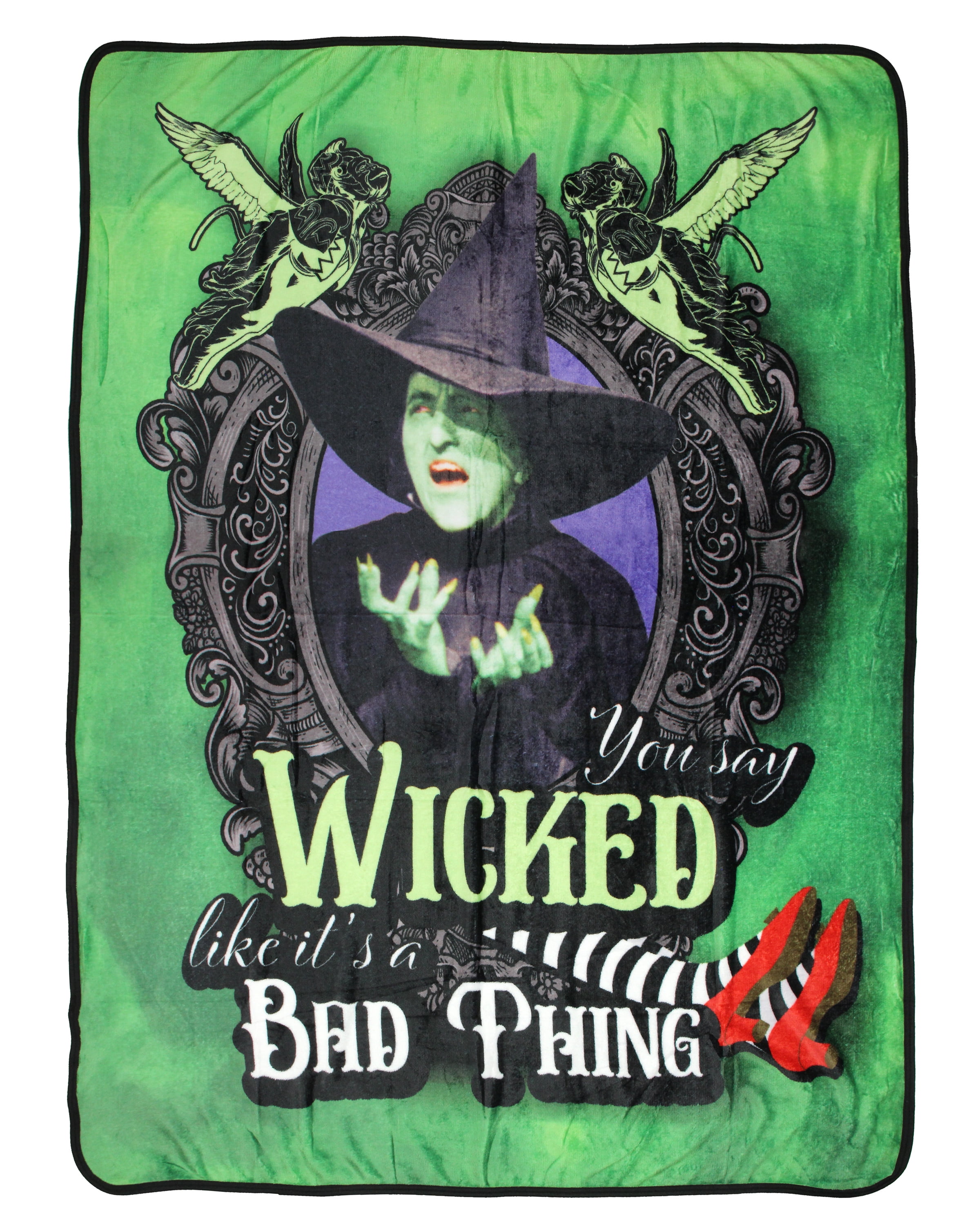 Wizard of Oz Wicked Witch Portrait Ruby Slippers Throw Blanket - 46" x ...