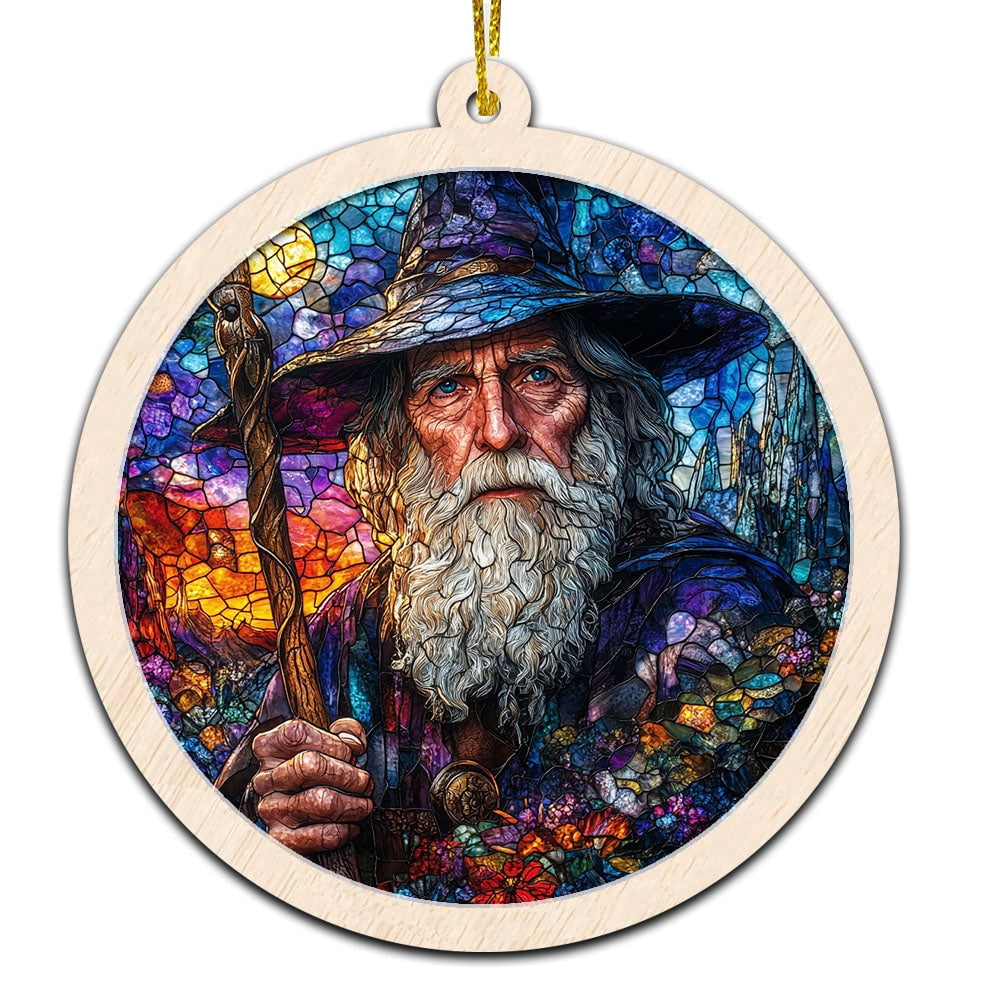 Wizard with Full Moon Stained Glass Suncatcher Ornament – Ornament Gift ...