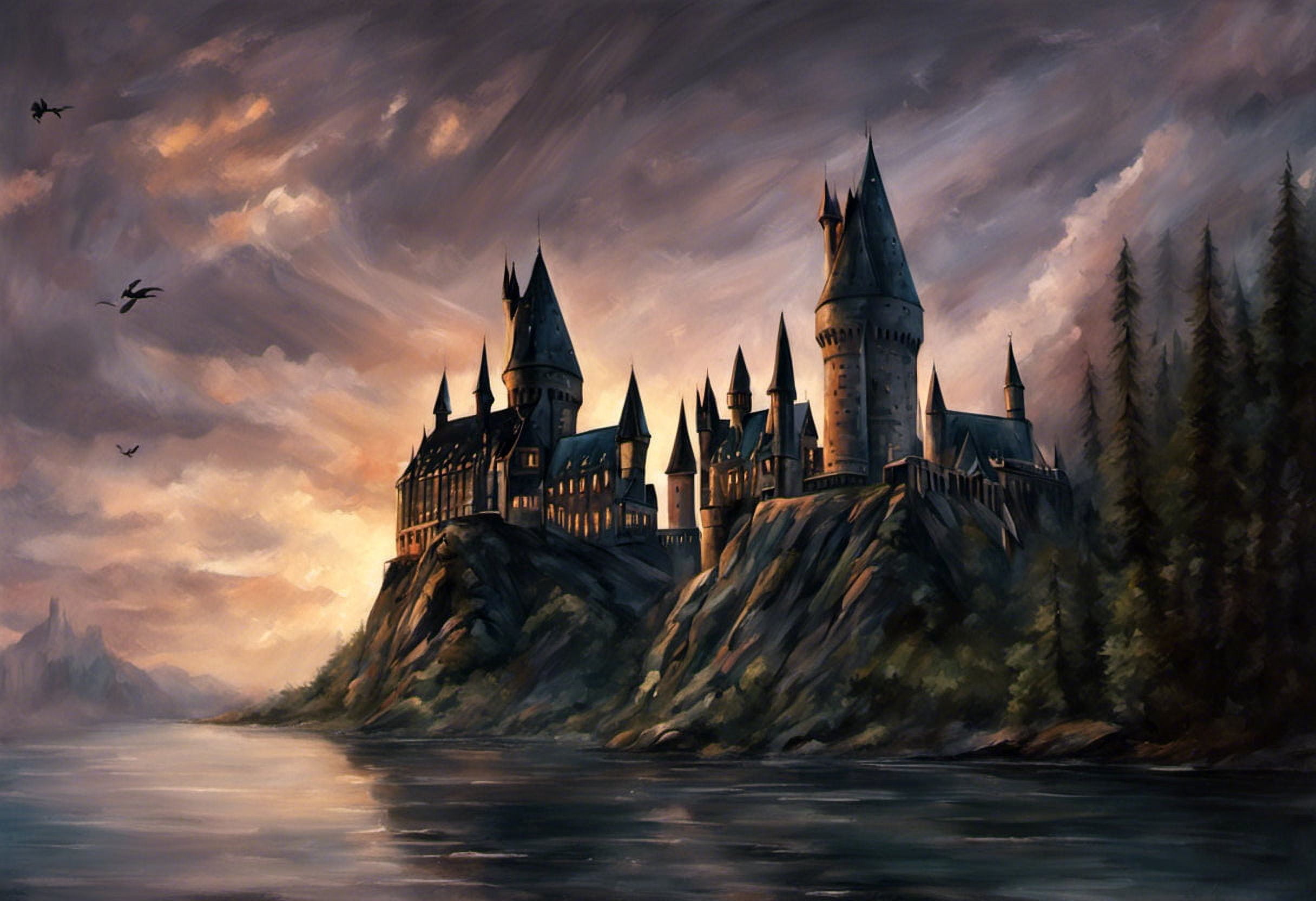 Wizarding World Castle Acrylic Painting - 12" x 18" Art Print Wall ...