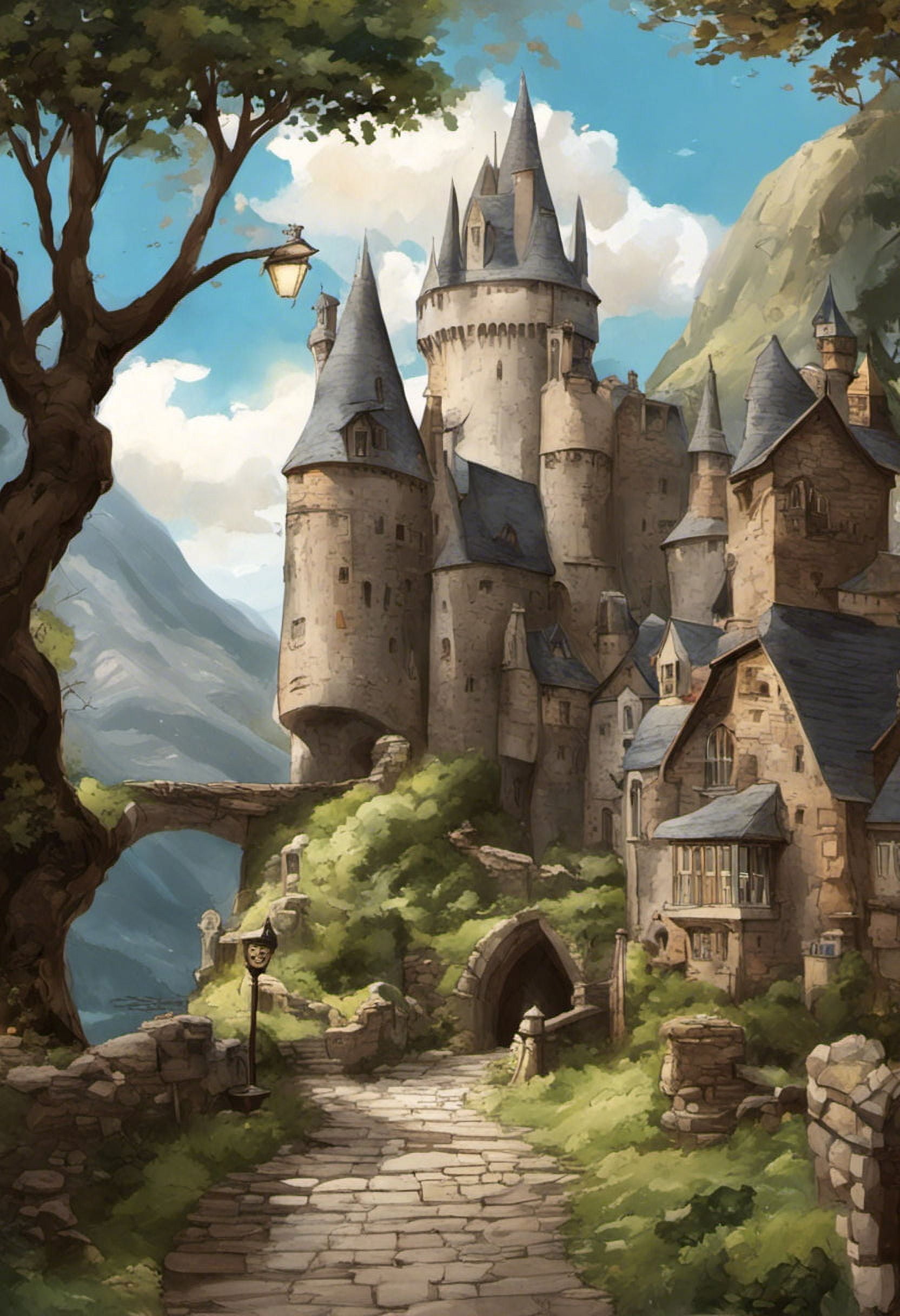 Wizarding World Castle Digital Painting - 12" x 18" Art Print Wall ...