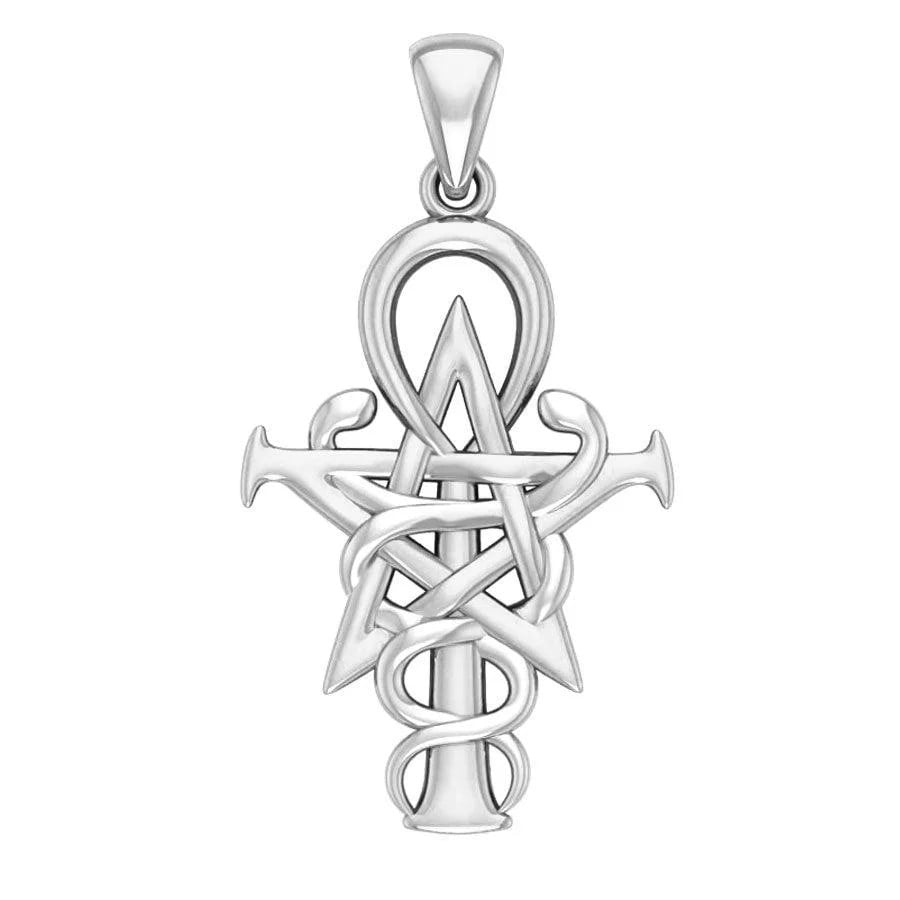 Wizardry Symbol Caduceus Ankh Wiccan Sterling Silver Pendant Jewelry ...