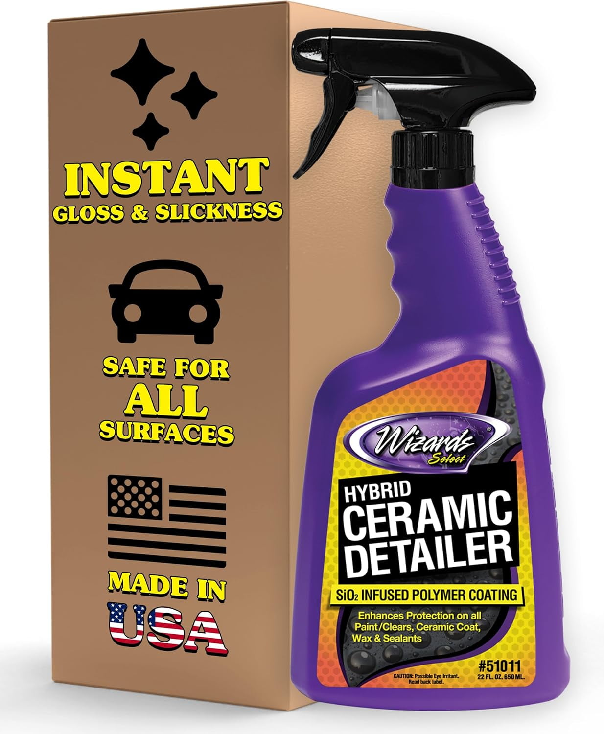 Wizards Hybrid Ceramic Car Detailing Spray, 22 fl oz, Hydrophobic SiO2 ...