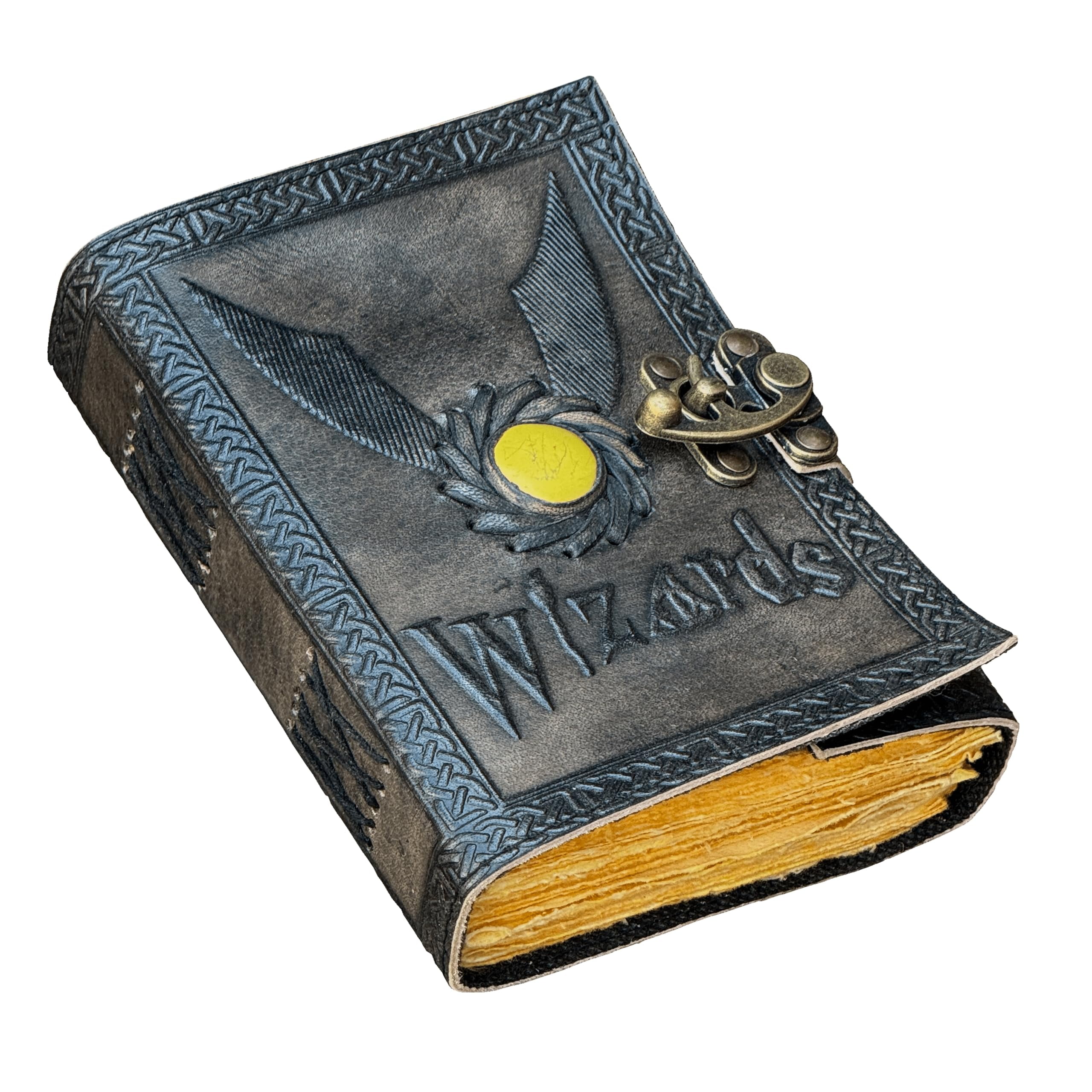 Wizards Leather Journal With Yellow Semi-Precious Stone and FlyingKey ...