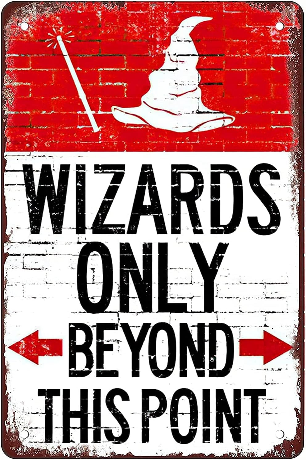 Wizards Only Beyond This Point Retro Metal Sheet Signs, Wall Decoration ...