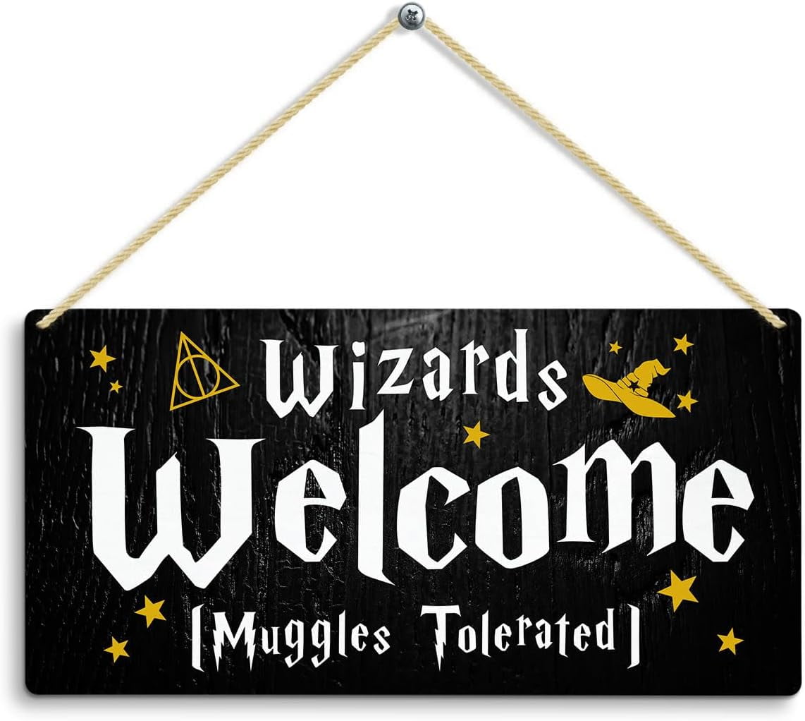 Wizards Welcome Muggletolerated Sign, Gothic Magic Gifts Hanging Wall ...