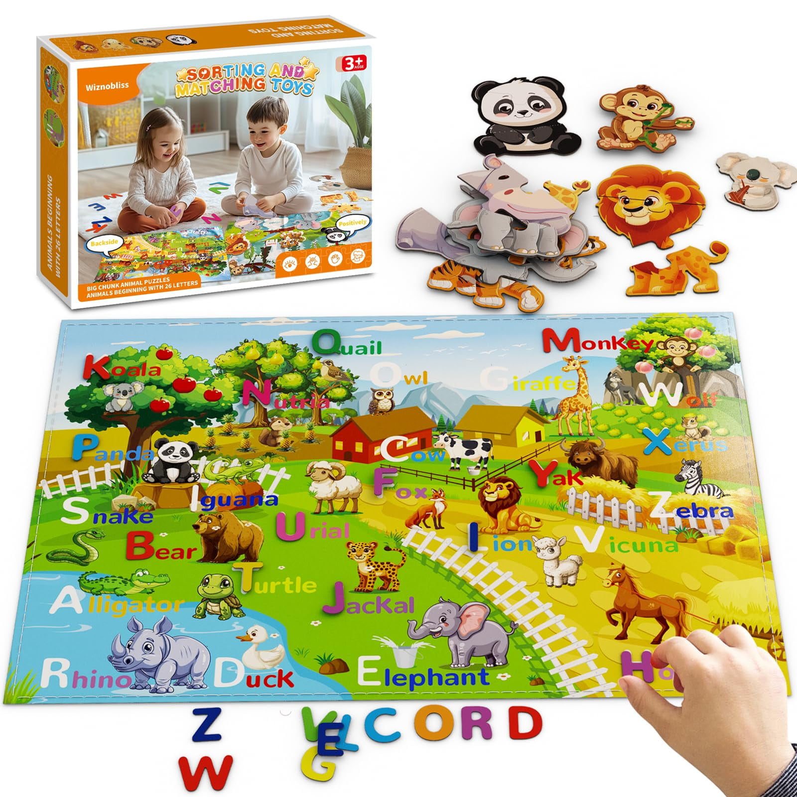 Wiznobliss Sorting Toys for STF9 Toddlers, Animal Puzzles Learning A B ...