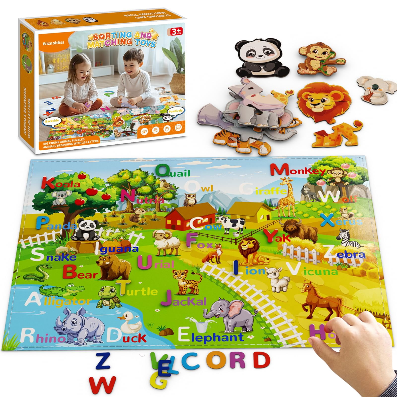 Wiznobliss Sorting Toys for YPF5 Toddlers, Animal Puzzles Learning A B ...