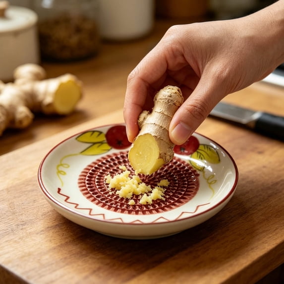 Wjui Ceramic Garlic And Grater Plate With Silicone Brush Japanese Style ...