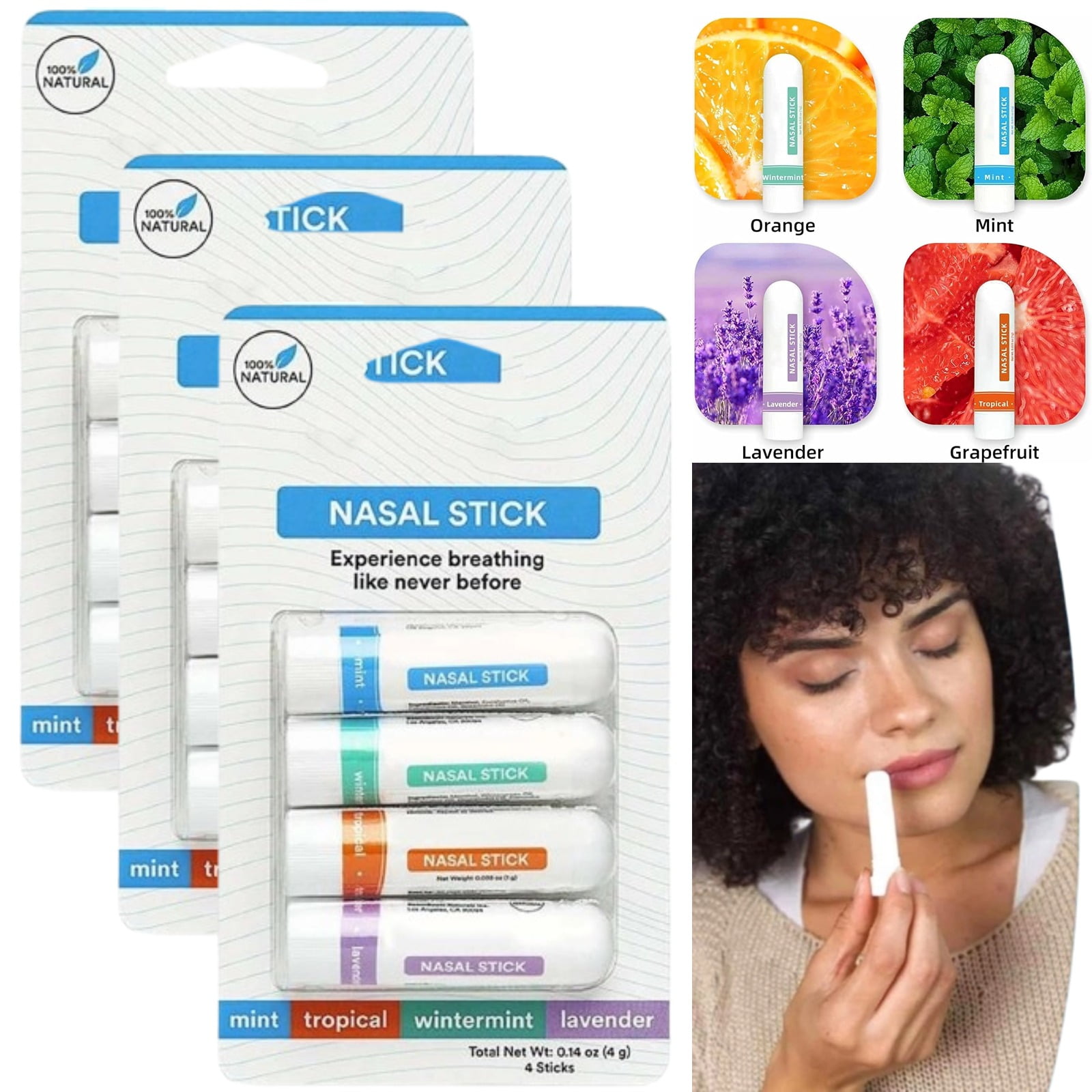 WldBzy Nasal Stick, Nasal Inhaler Stick, Natural Peppermint Nasal ...