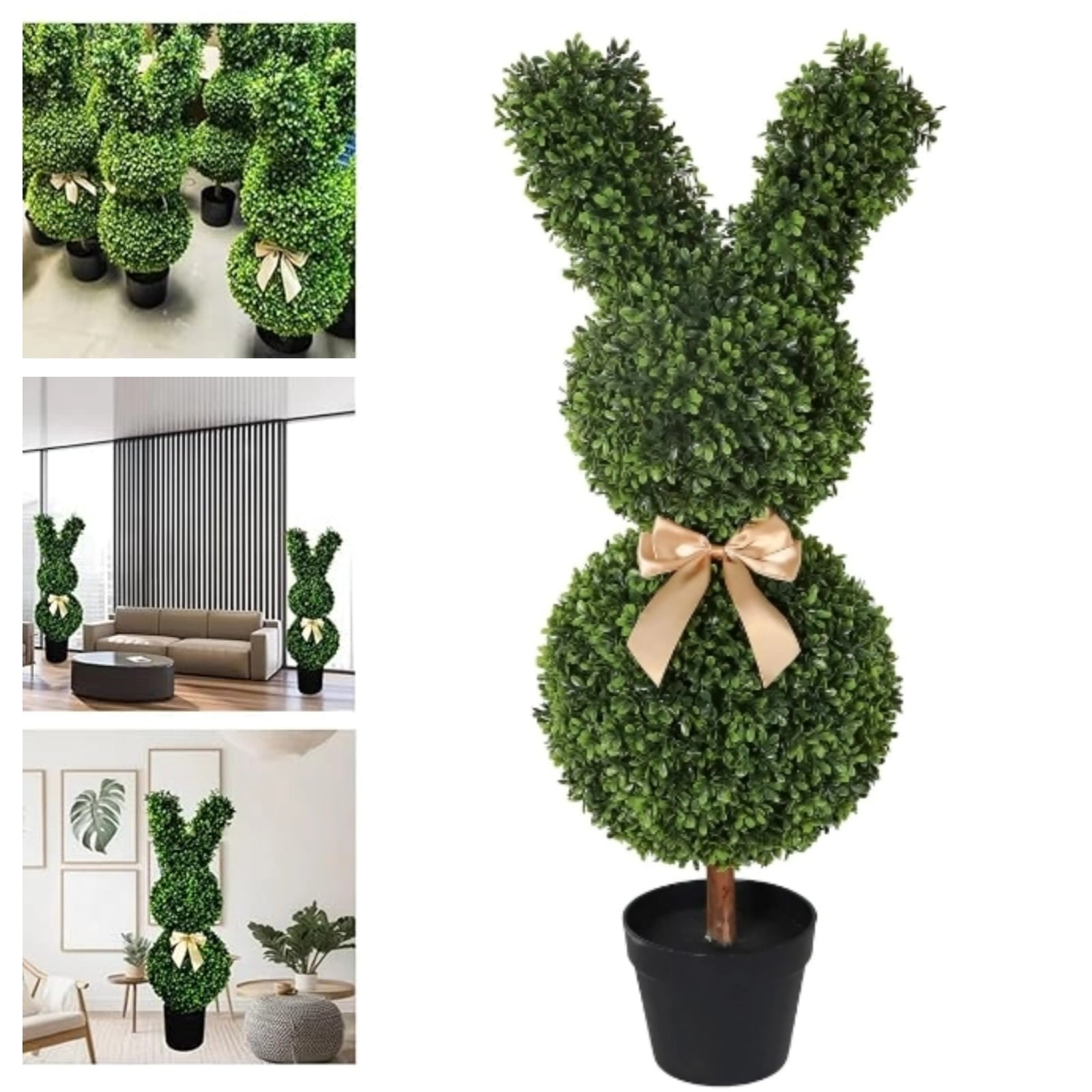 Wldoasz 35.5" Artificial Bunny-Shaped Topiary Tree Pot UV-Resistant ...