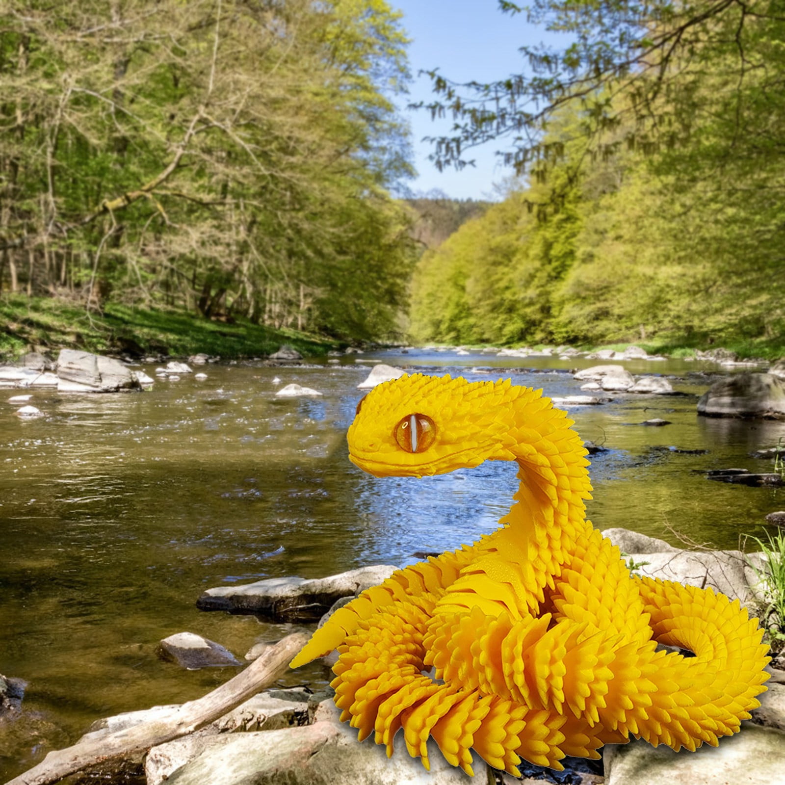 Wldoasz 3D Printed Snake, PLA 3D Printed Cobra Black Red 3D Printed ...