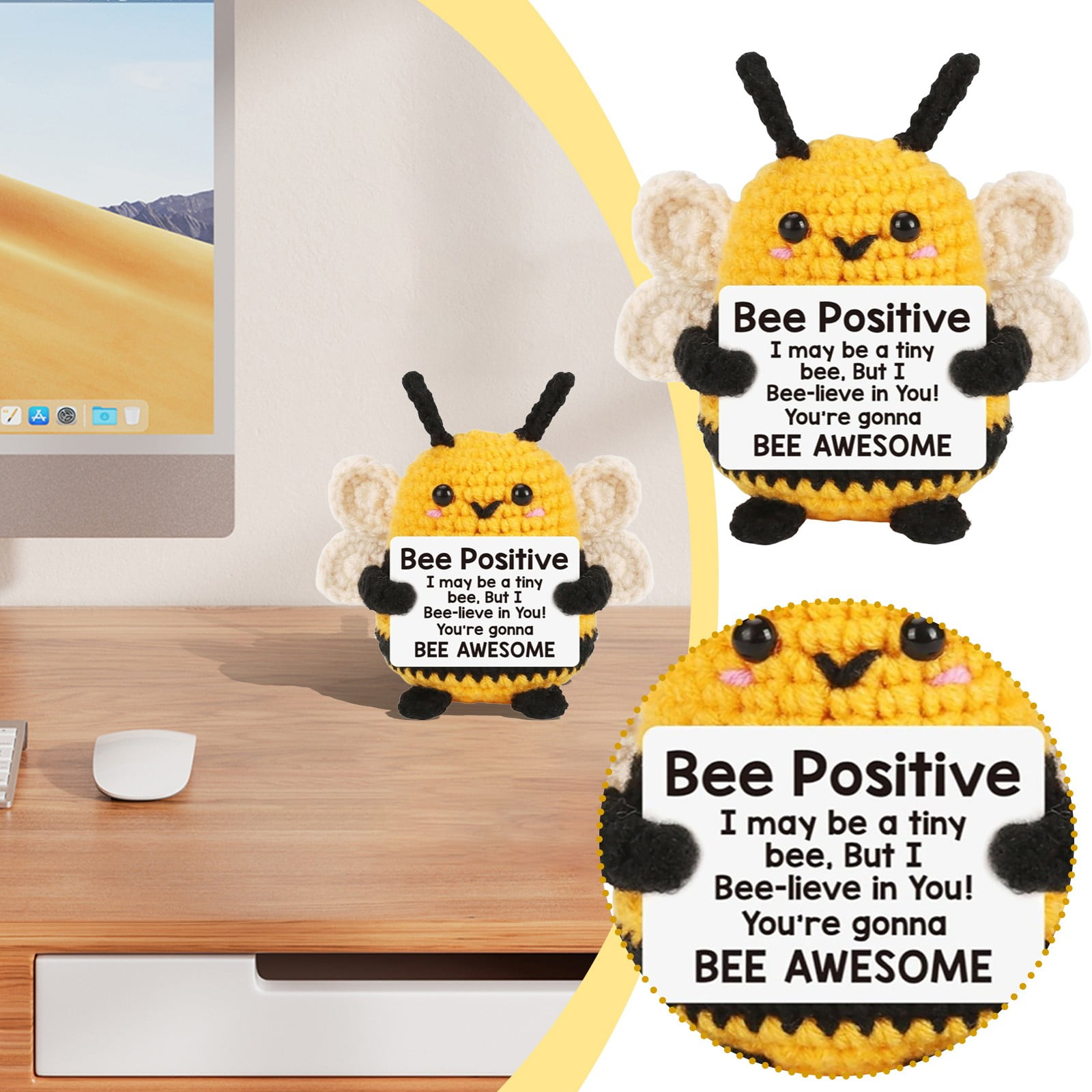 Wldoasz Crochet Bee, Handmade Crochet Emotional Support Bee Gift ...