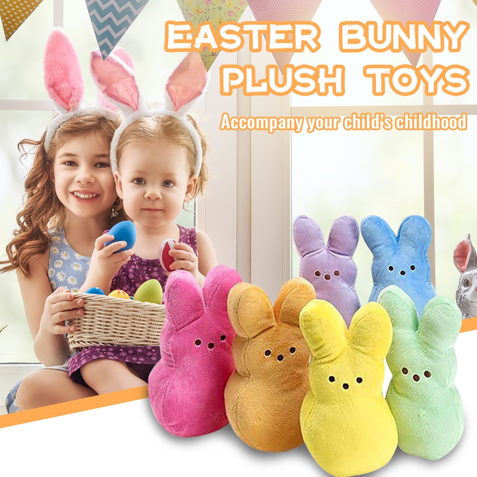 Wldoasz Easter Bunny Plush Toys 6Pcs Easter Peep Plush Cute Animal Bunny Stuffed Doll Toy Easter ...