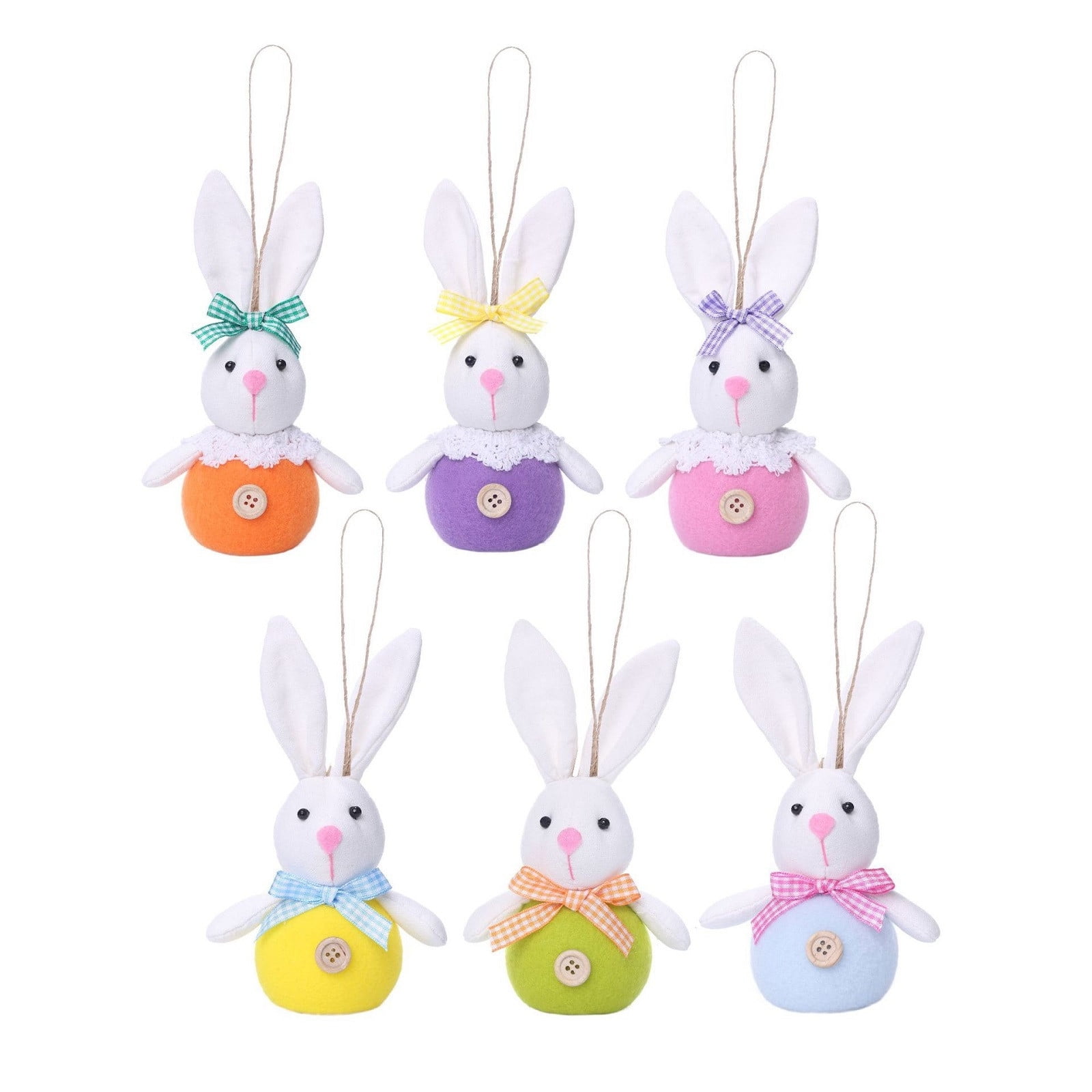 Wldoasz Easter Hanging Bunny Set of 6 Handmade Plush Bunny Light up ...