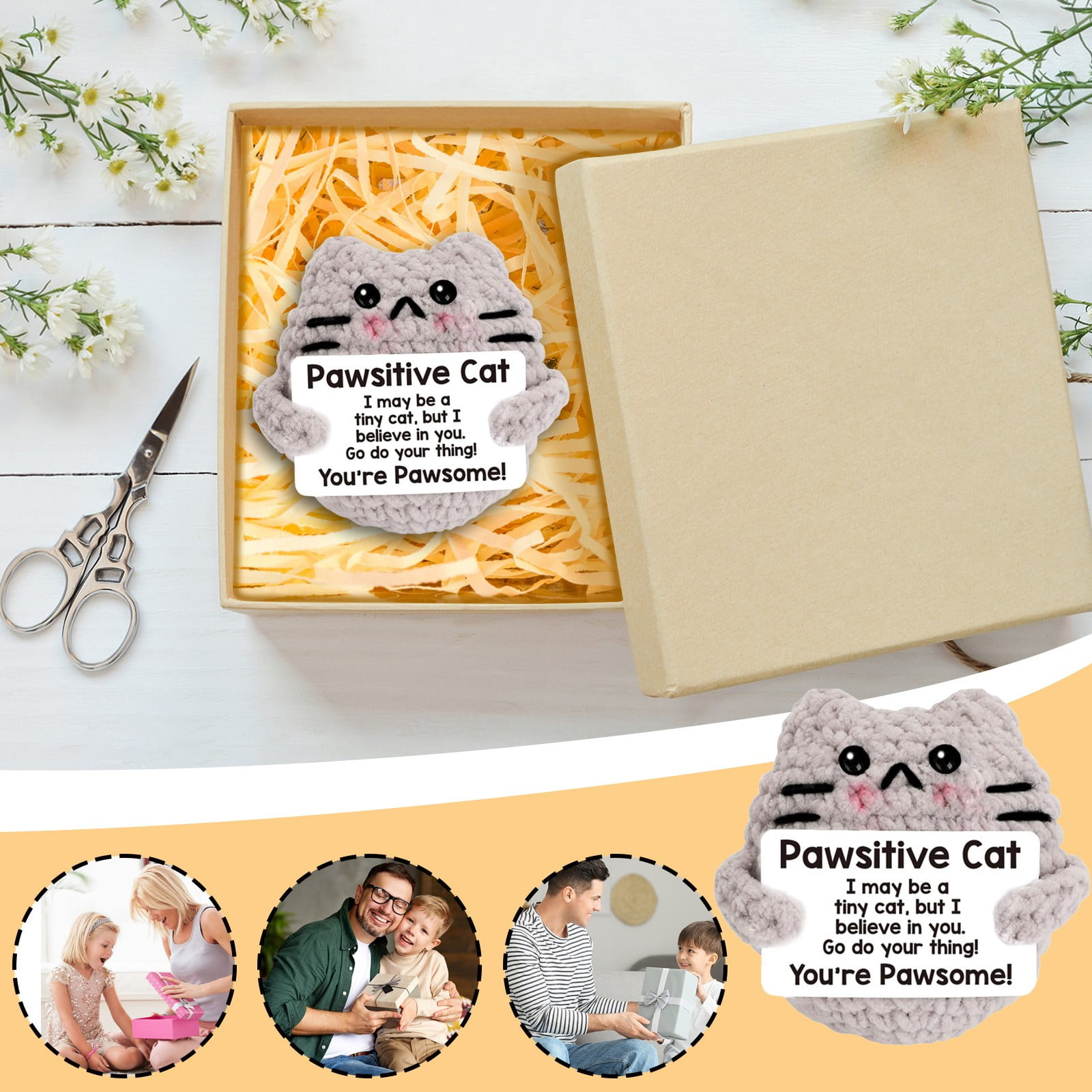 Wldoasz Emotional Support Cat Doll,Crochet Cat,Handmade Crochet ...