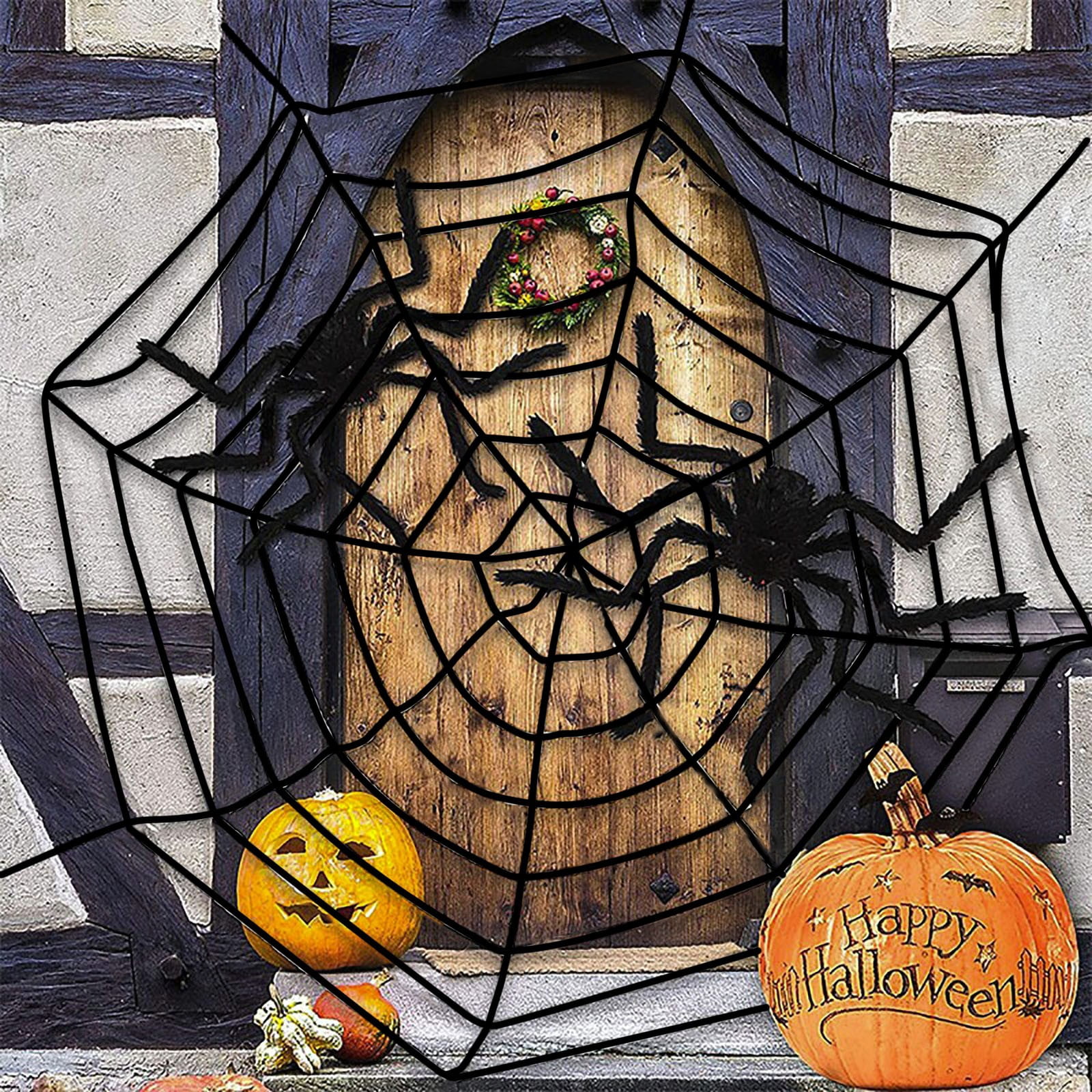 Wldoasz Halloween Decorations 98" Halloween White Spider Web + 49 ...