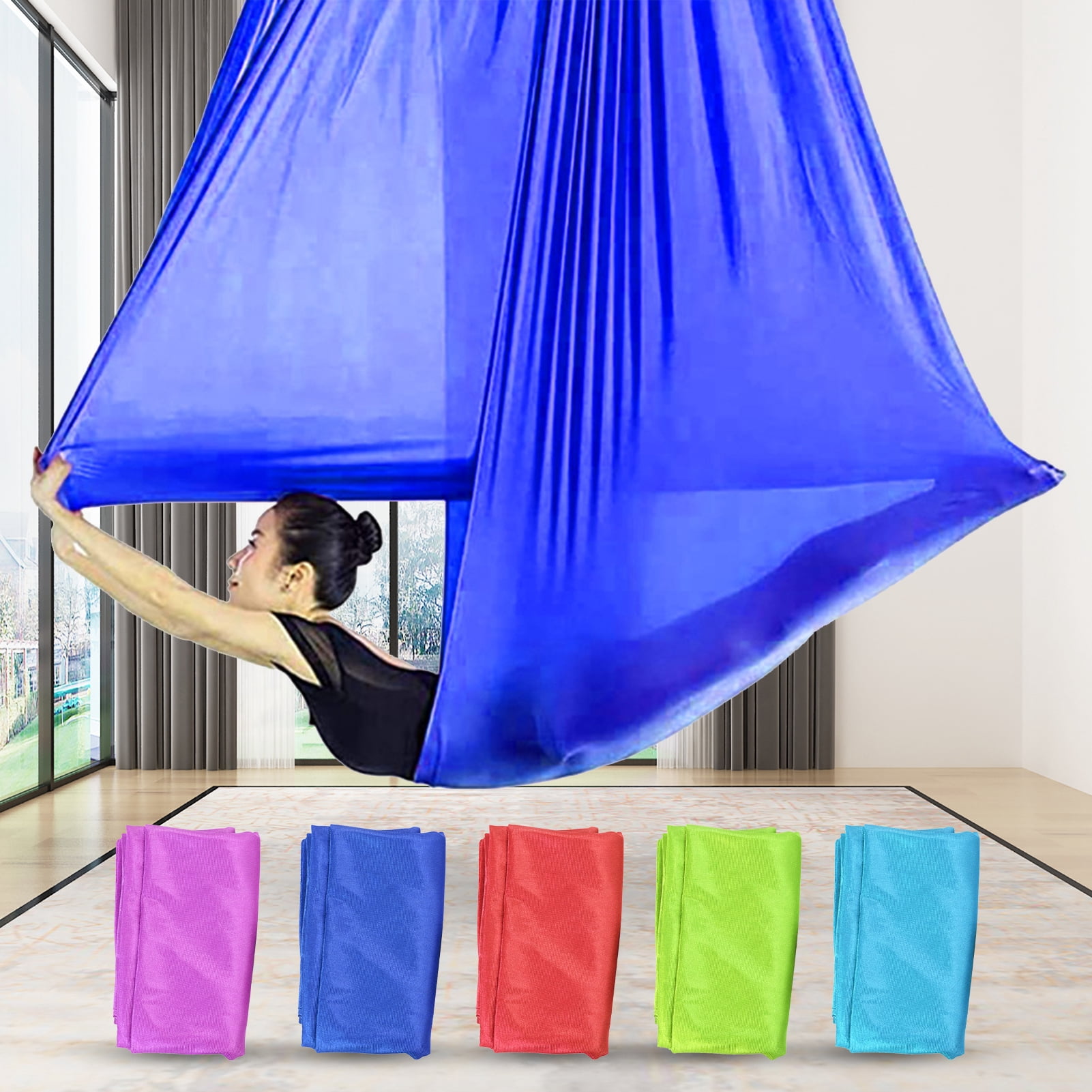 Wliqien 1 Set Nylon Aerial Yoga Hammock High-strength Portable Stretchy Antigravity Soft Aerial ...