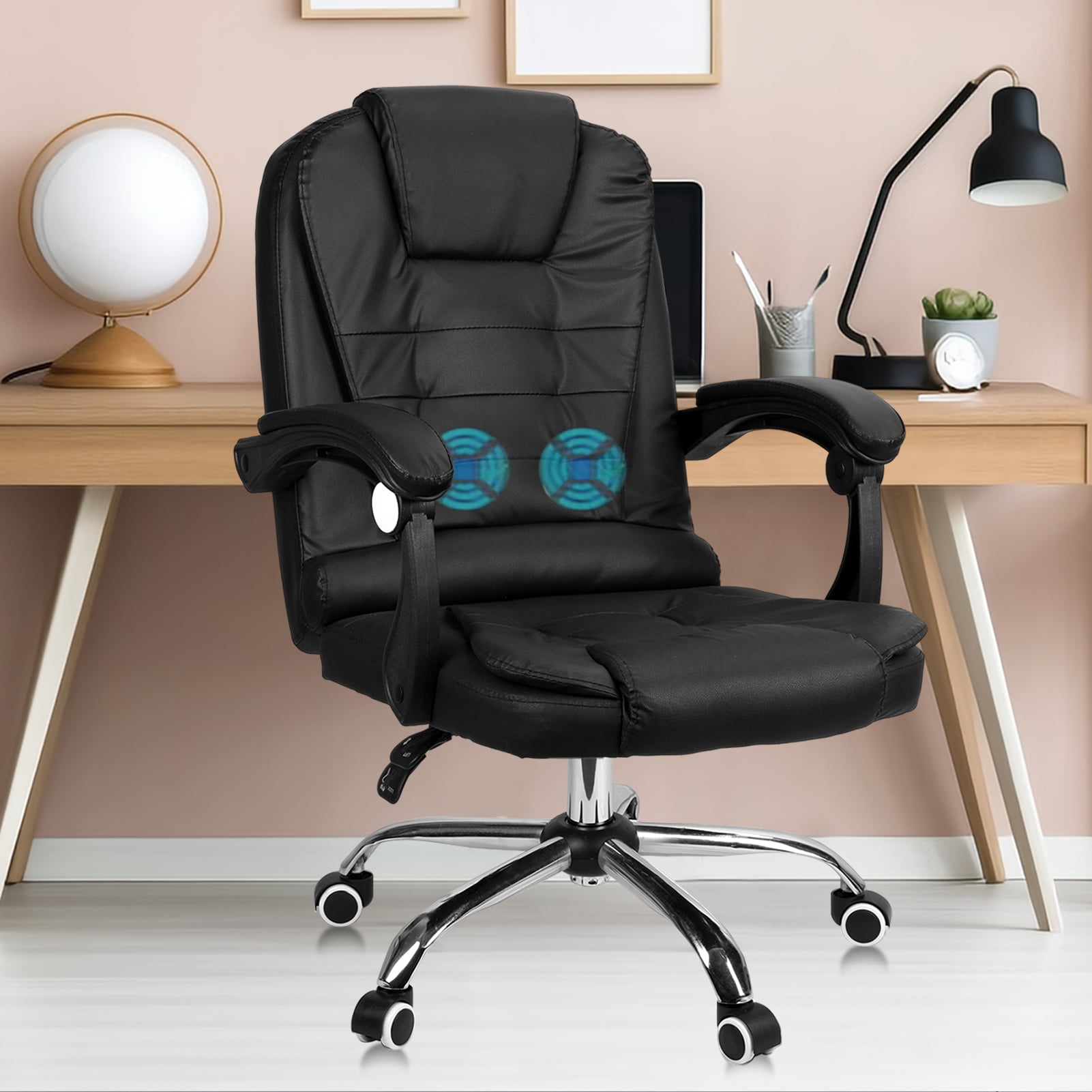 Wliqien 2 Point Massage Office Chair, Faux Leather Computer Chair ...
