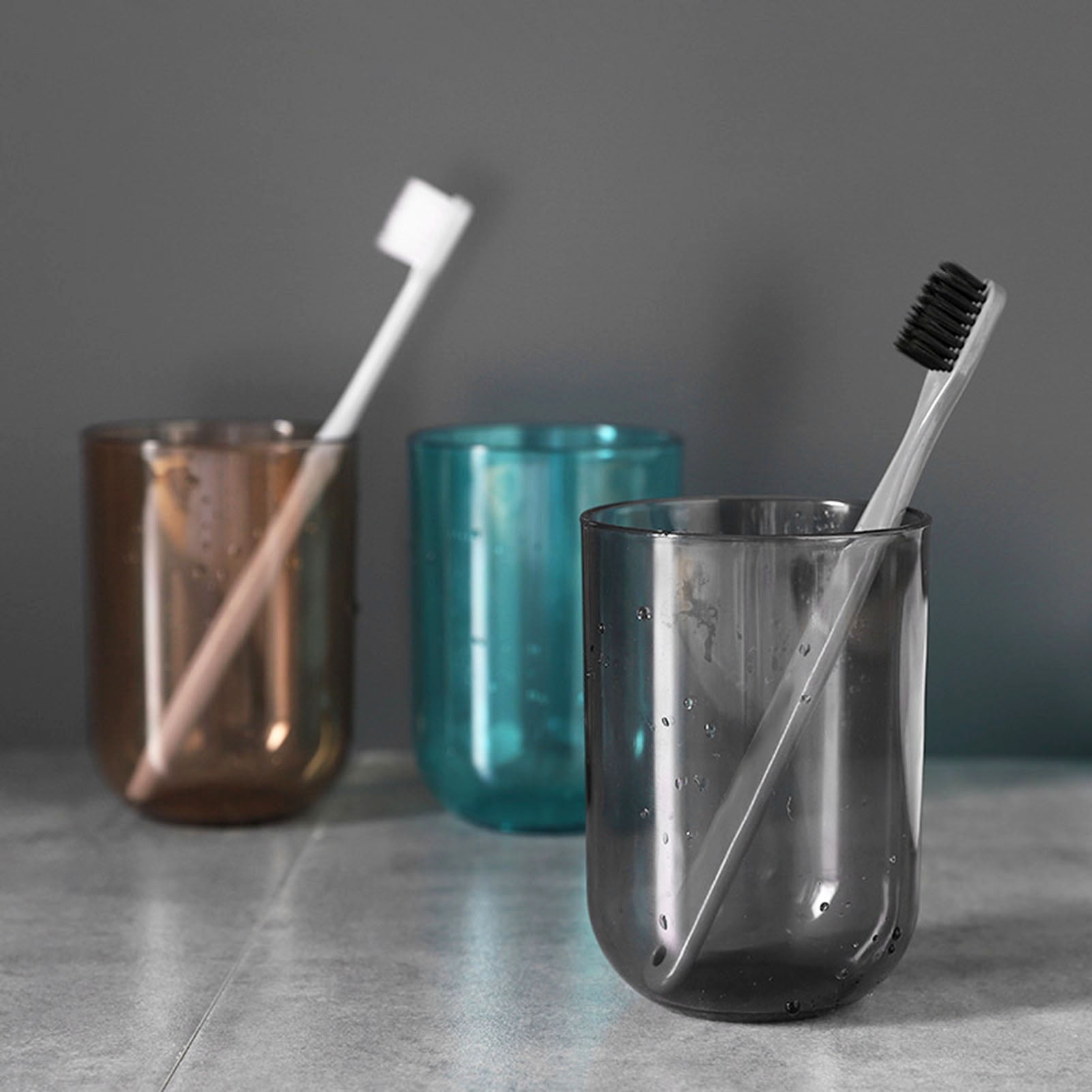 Wliqien 350ml Gargle Cup Transparent Flat Bottom Nordic Style Adults ...