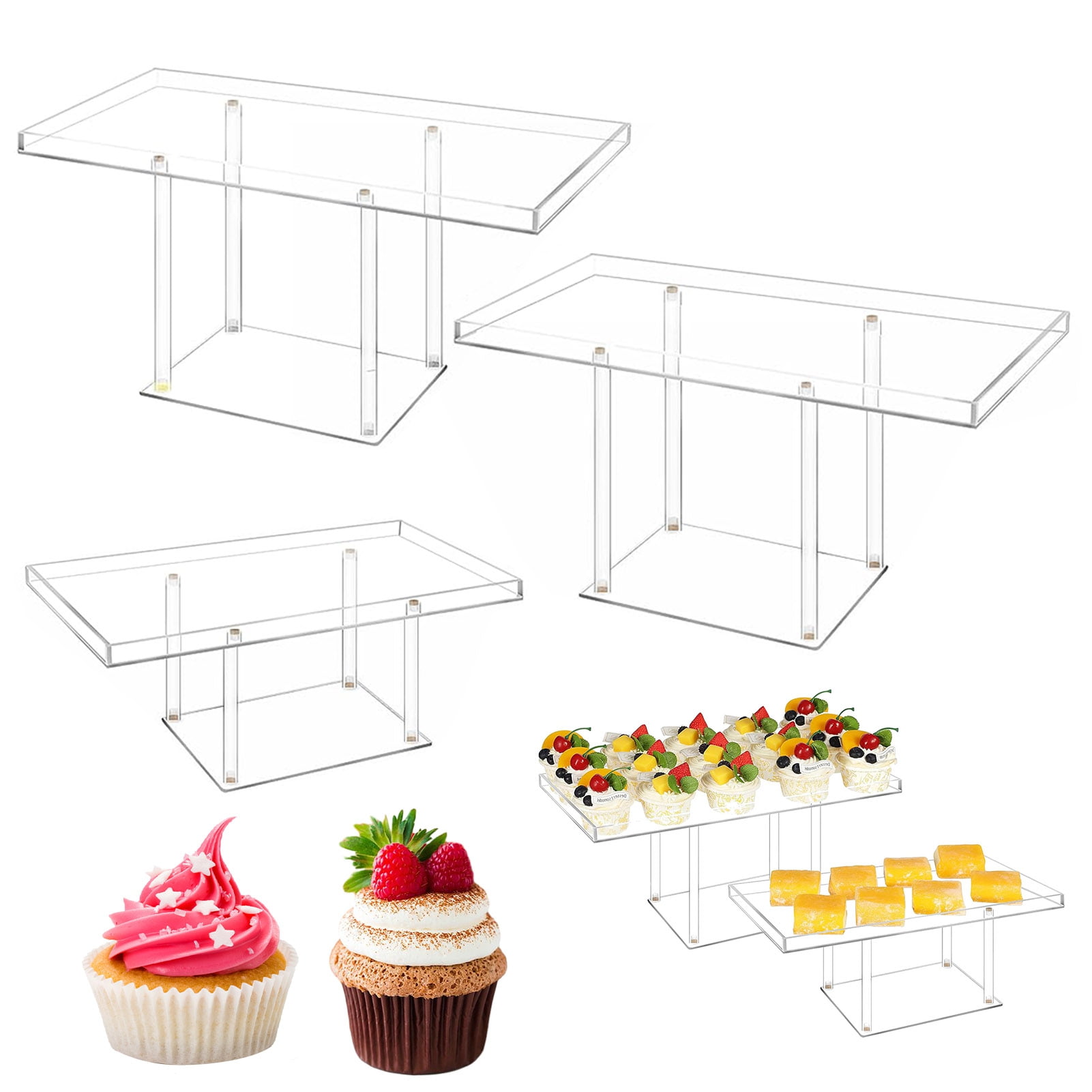 Wliqien 3Pcs/Set Cupcake Dessert Table Display Set Easy Assembly ...