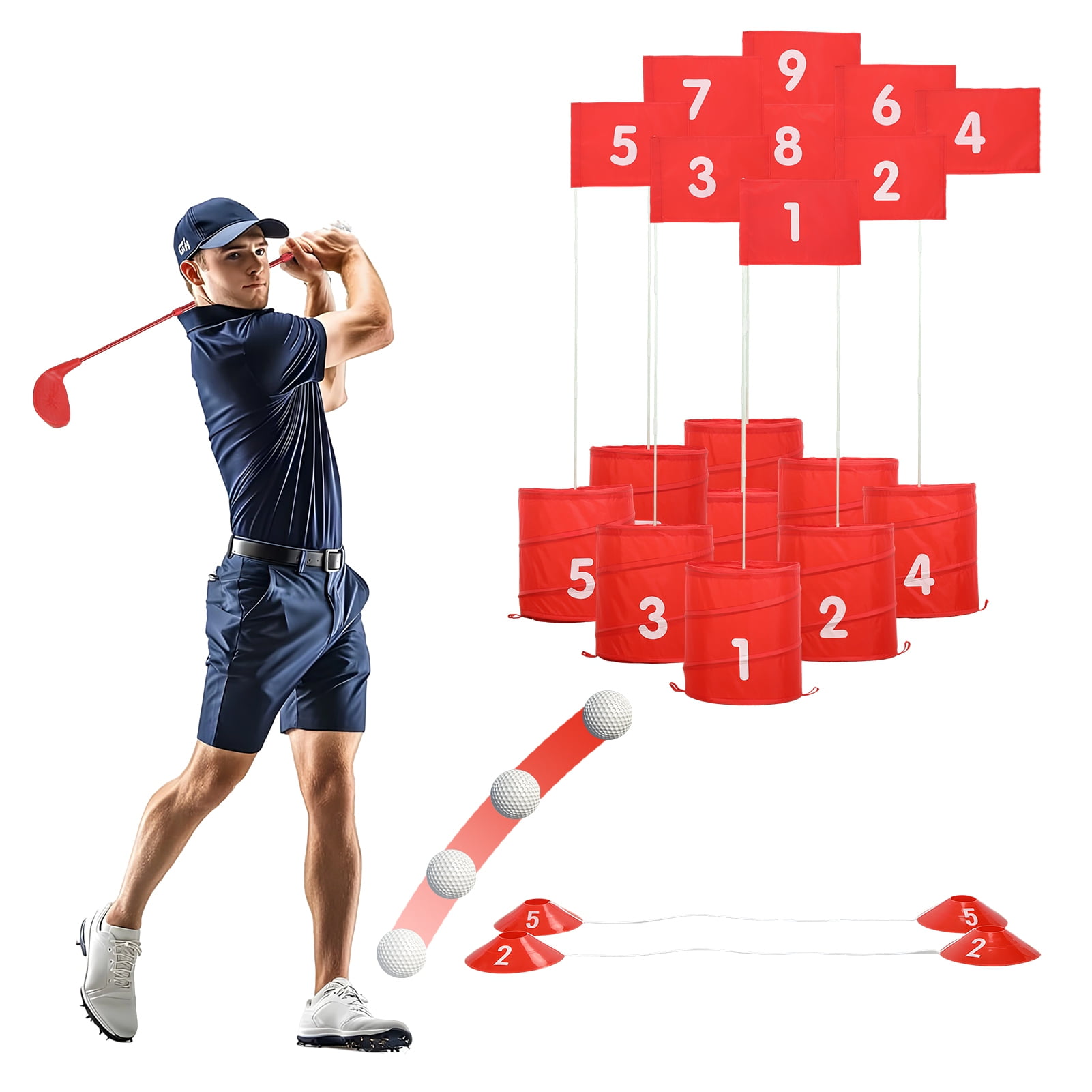 Wliqien Backyard Golf Chipping Game, Portable 9 Holes Yard Golf Course ...