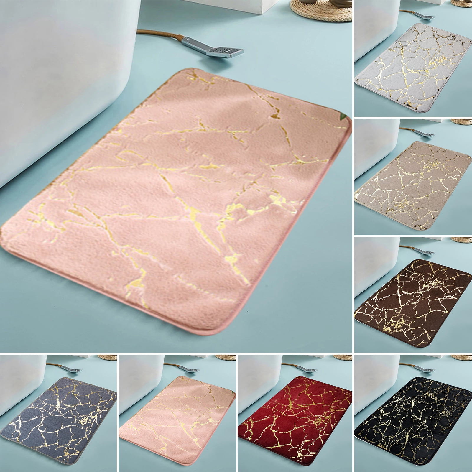 Wliqien Bath Mat Non-slip Quick Dry Polyester Granite Surface Shower ...