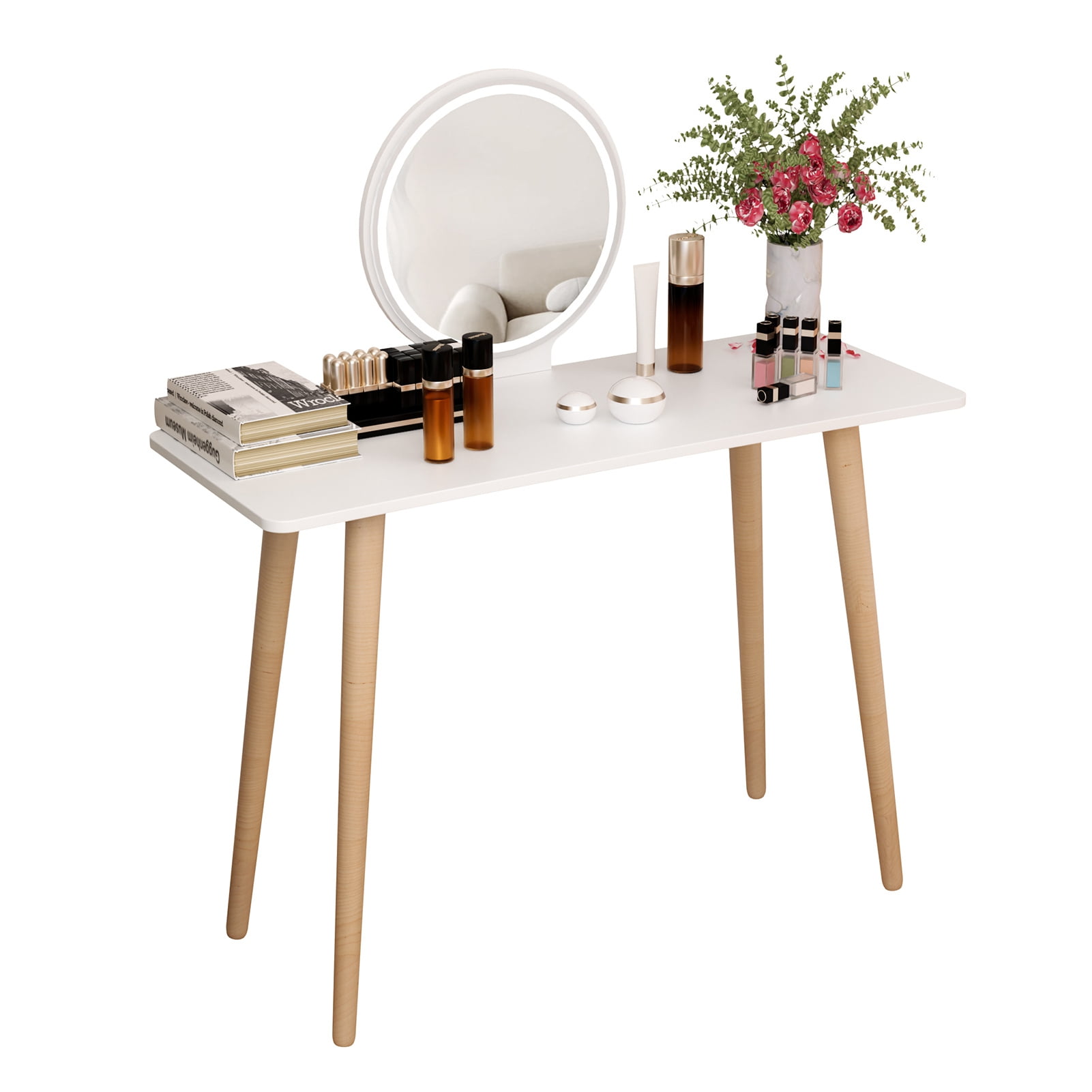 Wliqien Makeup Vanity Table, Nordic Style Makeup Vanity Desk, Small ...