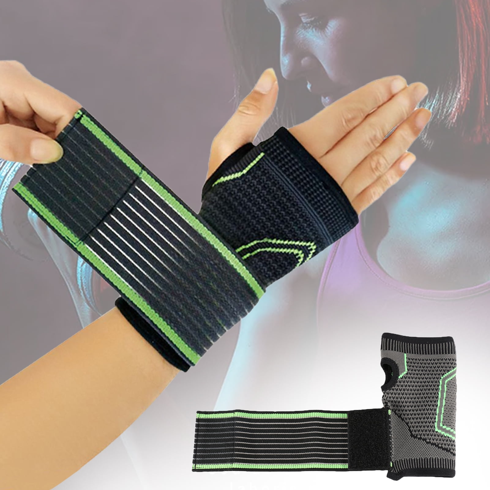 Wliqien Mumian Green Stripe Fitness Wrist-guards Pressure Belt ...