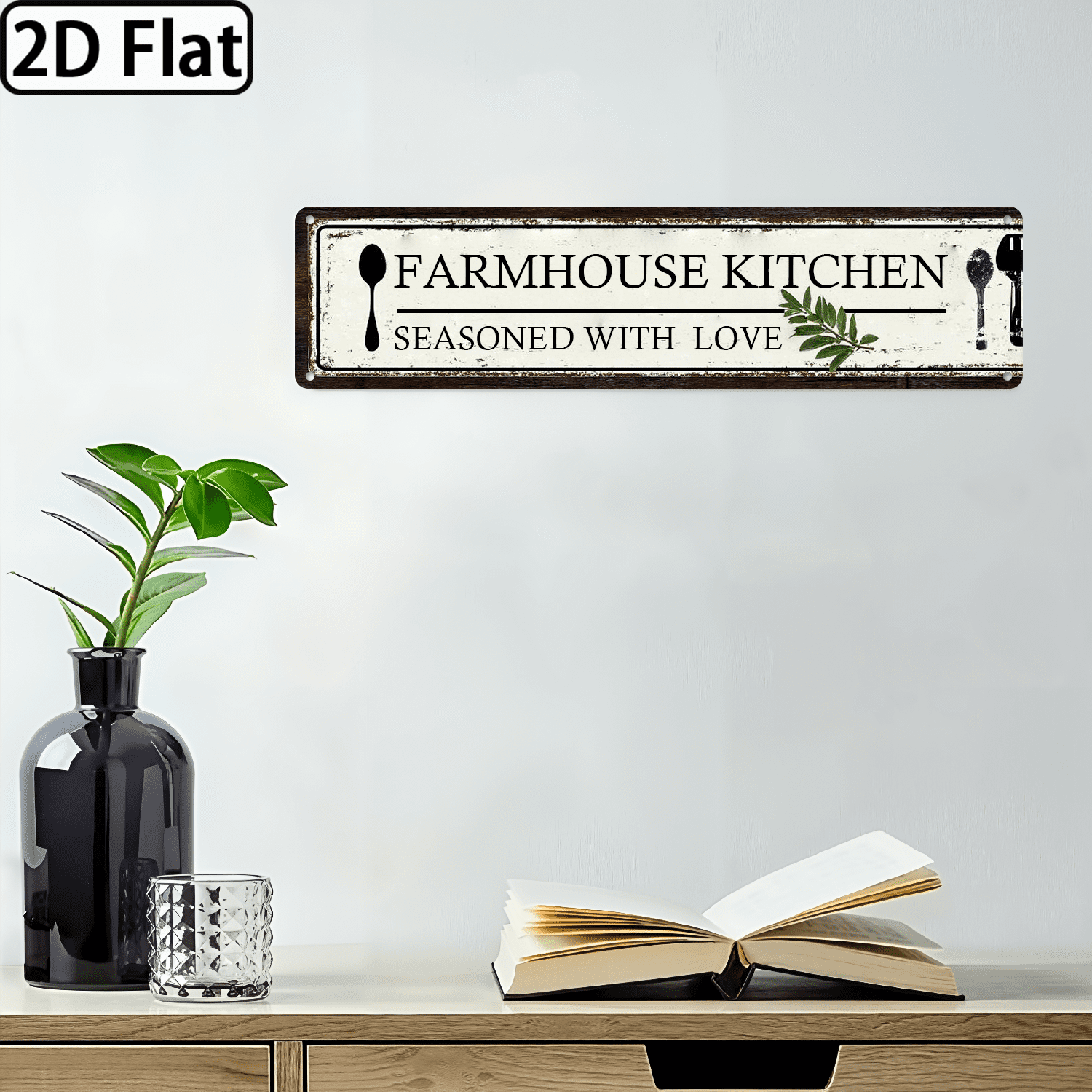 Wllo0ord 2D Flat, 1pc Rustic Farmhouse Kitchen Metal Sign - Seasoned ...
