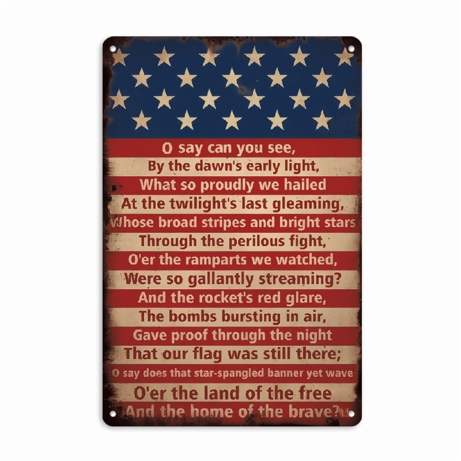 Wllo0ord 2D Flat - 2D flat Vintage Patriotic Metal Tin Sign - O Say Can ...