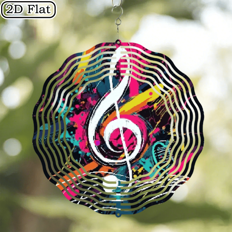 Wllo0ord 2D Flat - Large 2D Metal Wind Chime - Vibrant Musical Notes ...