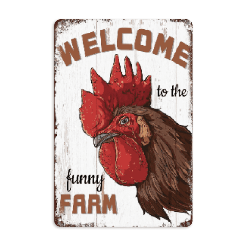 Wllo0ord Chicken Signs Welcome to The Funny Farm Sign Chicken Coop ...