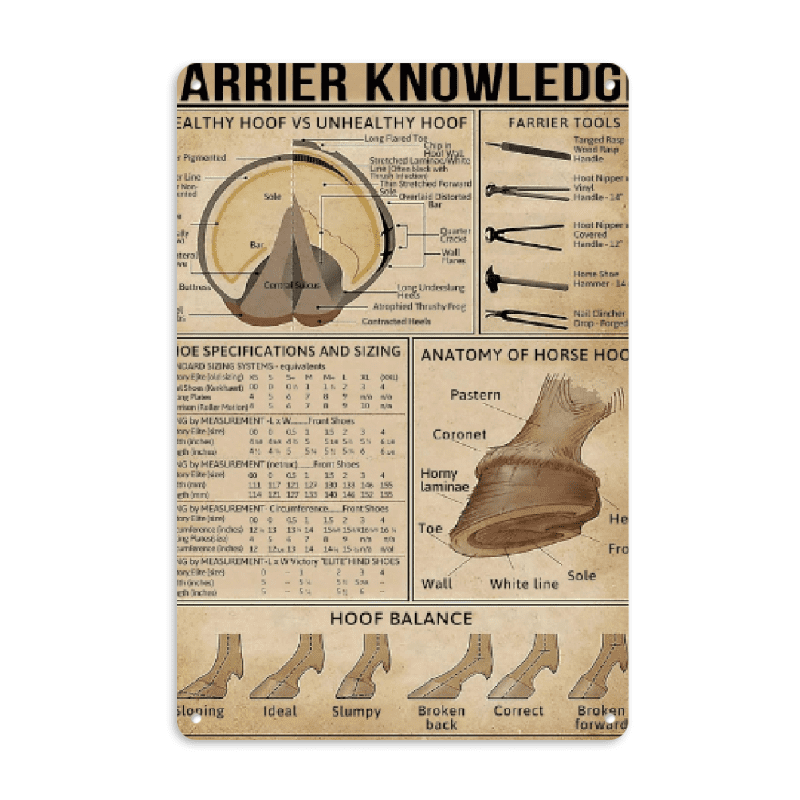 Wllo0ord Farrier Knowledge Metal Tin Sign Anatomy Of Horse Hoof Retro ...