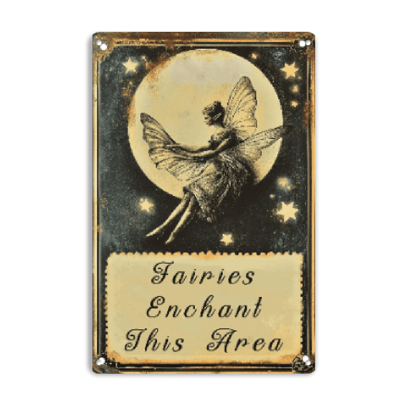 Wllo0ord Magic Fairy Garden Metal Signs for Outside.Whimsical Fairies ...