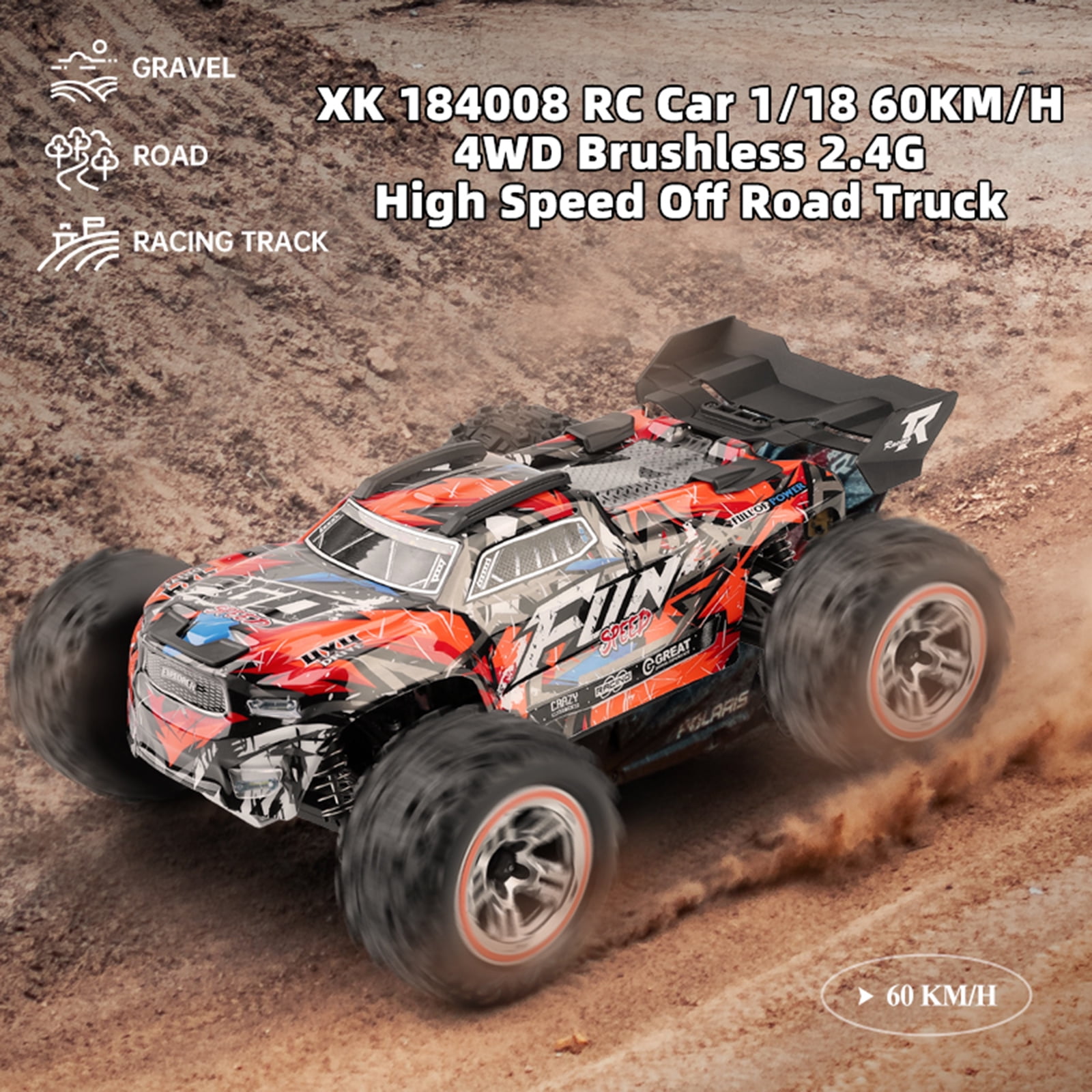 Wltoys XK 184008 RC Car 1/18 60KM/H 4WD Brushless 2.4G High Speed Off ...