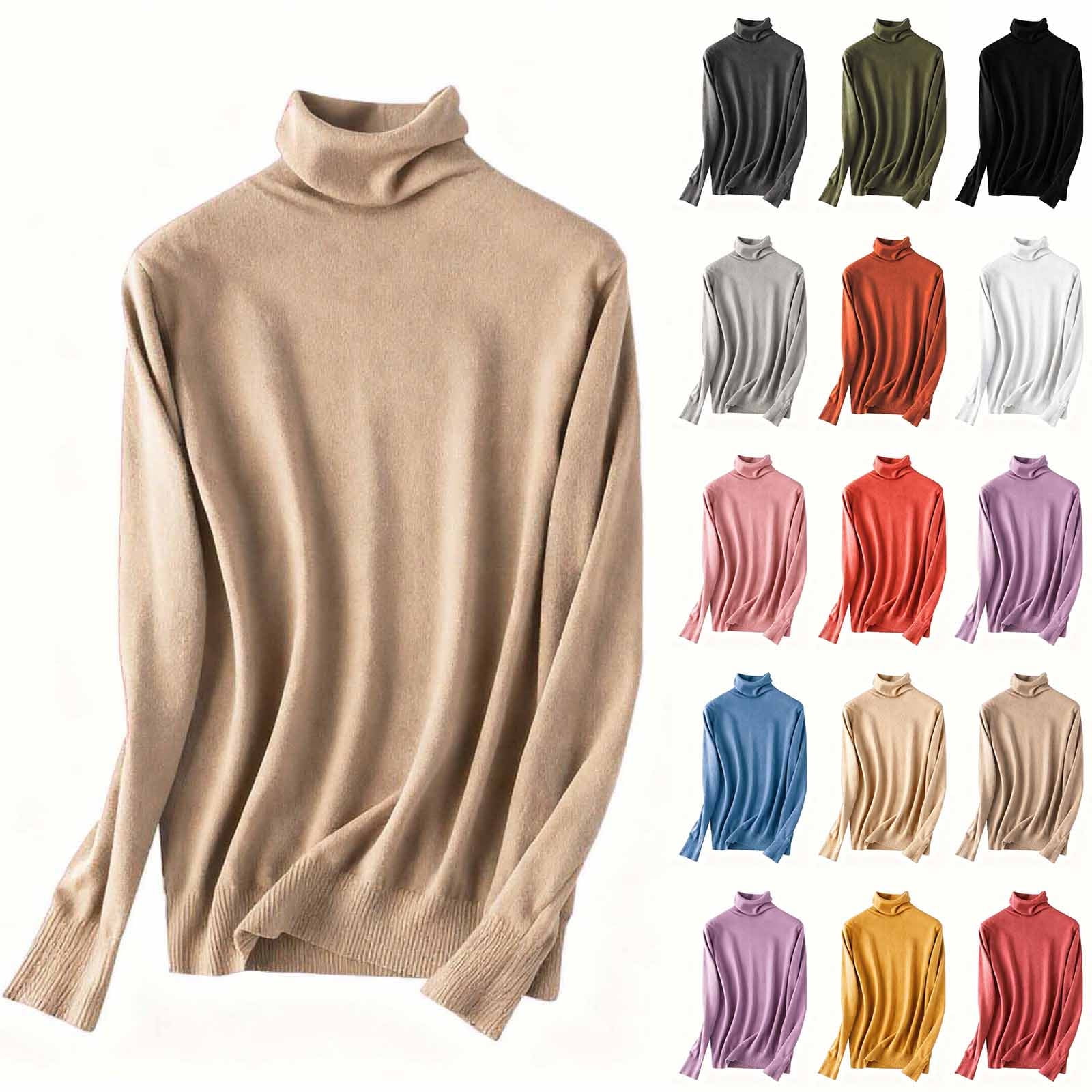Wlynlyn Long Sleeve Tops for Women Turtleneck Thermal Warm Basic Shirts ...