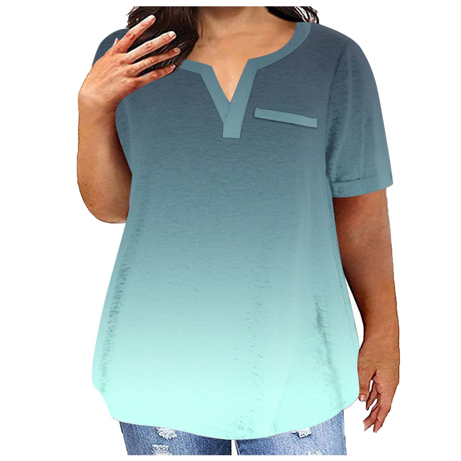 Wlynlyn Women's Plus Size T Shirts Short Sleeve Tops Casual V Neck Tees ...