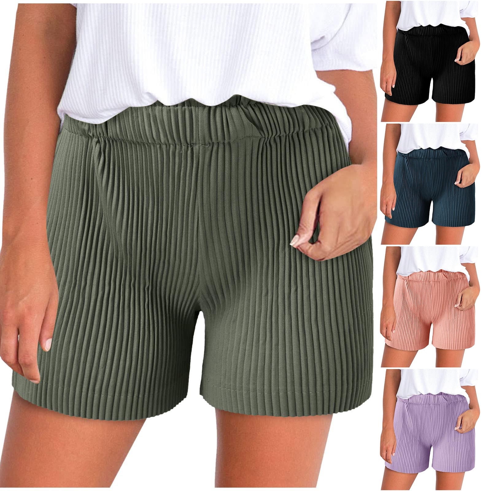 Wlynlyn Womens Running Shorts High Waisted Athletic Shorts Solid Color ...