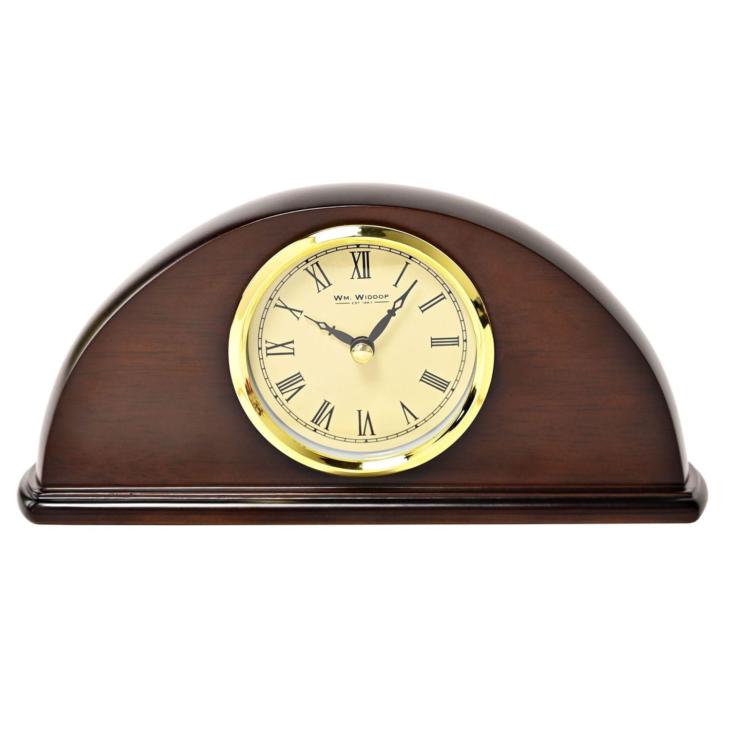 Wm. Widdop Dark Walnut Finish Half Moon Shape Mantel Clock - Walmart.com