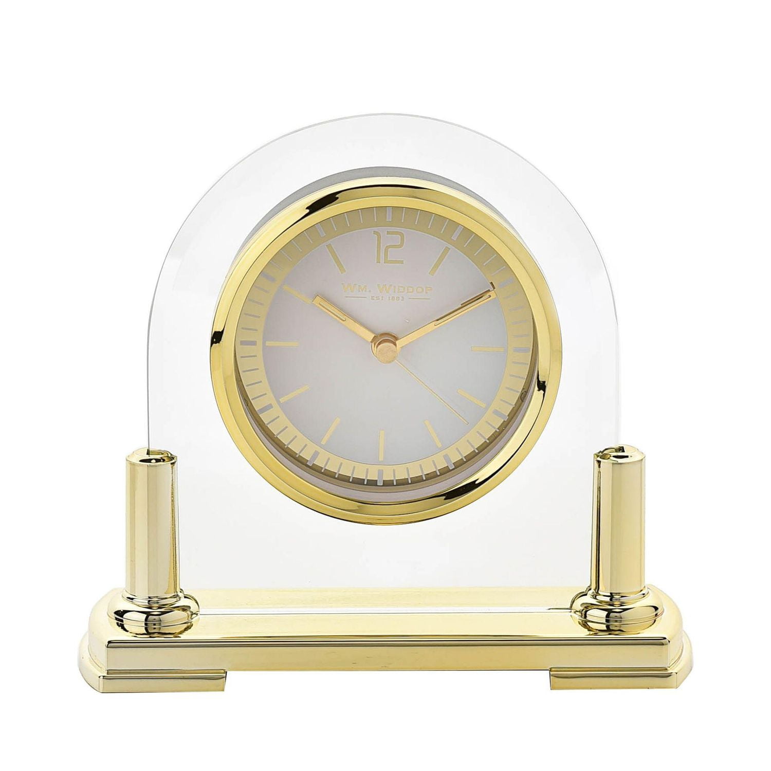 Wm.Widdop Glass Mantel Clock 2 Tone Dial Gold Stand - Walmart.com
