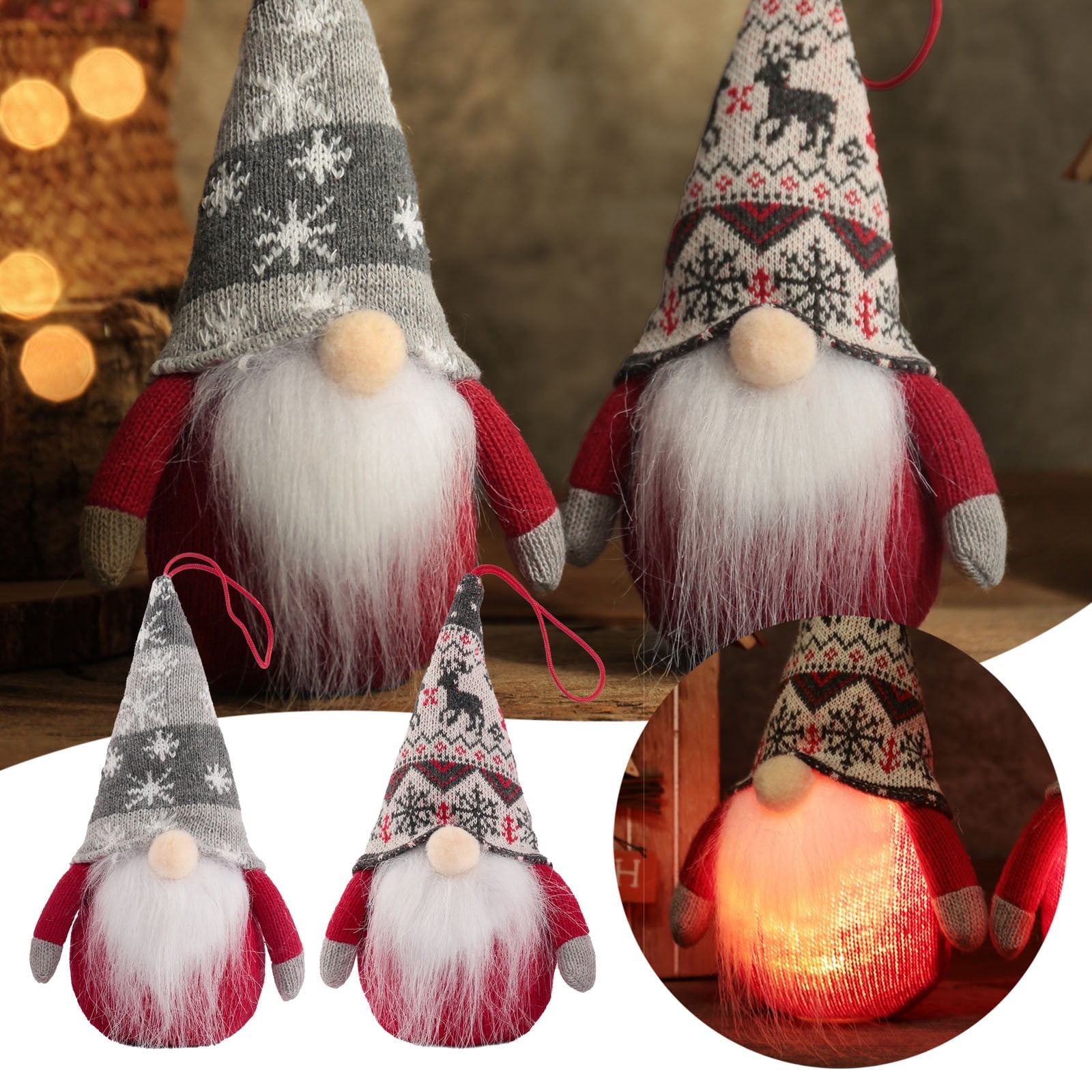 Wmenjiazihan Christmas Tree Toppers Christmas Light Gnome Without Face ...