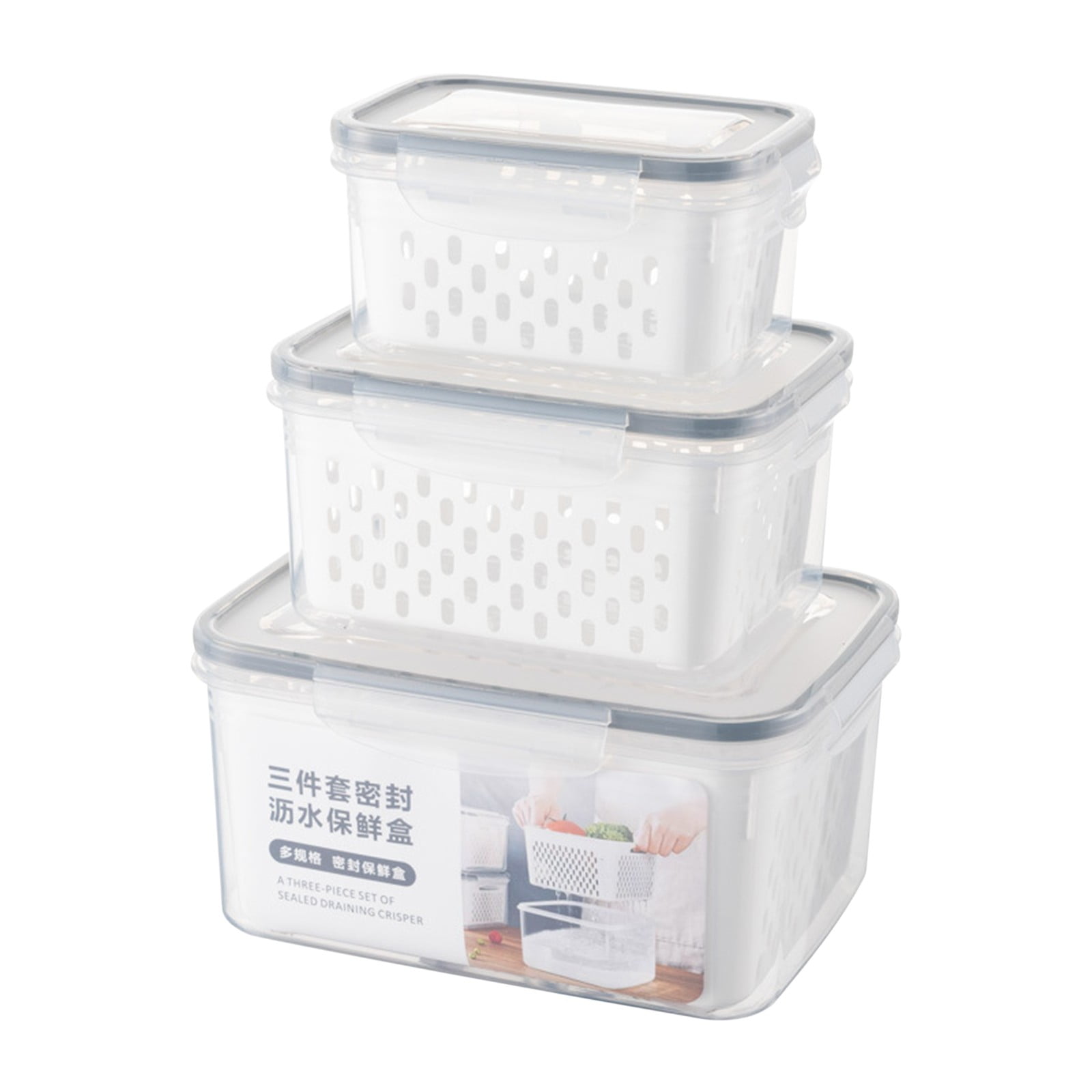 Wmkox8yii 3 Pack Fridge Storage Containers, Fruit/Veggie Keeper with ...