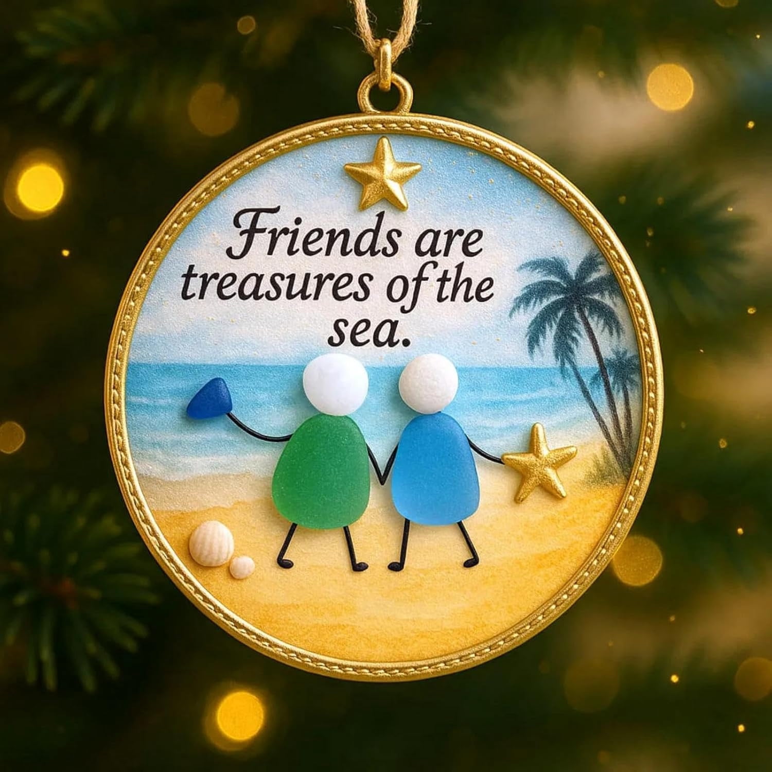Wmkox8yii Sea Glass Friendship Decor,Heart Shaped Sea Glass Ornament ...